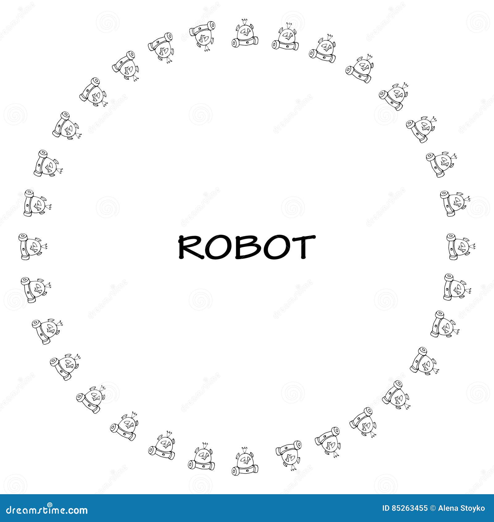 Robot doodle frame. stock vector. Illustration of doodle - 85263455