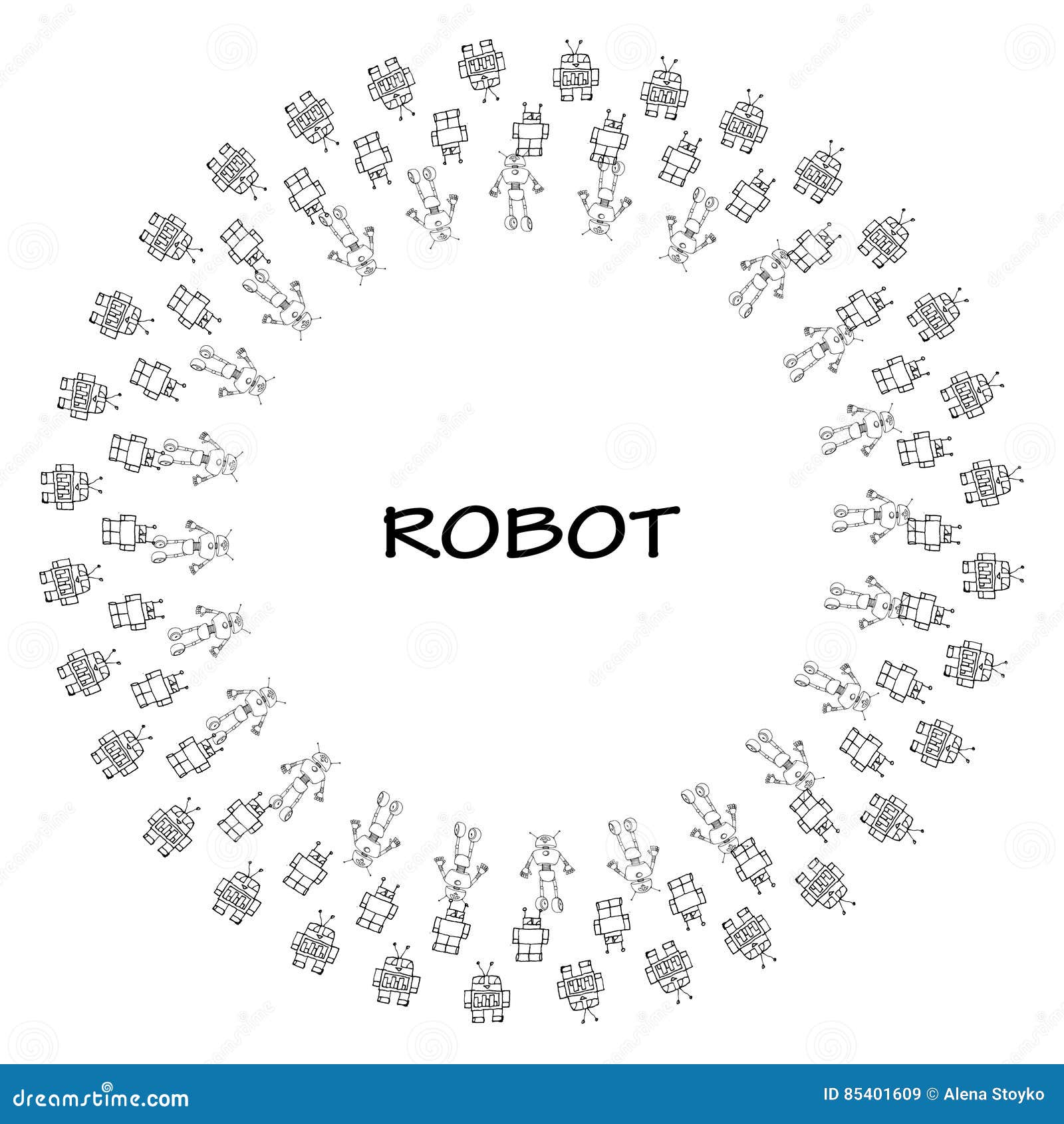 Robot doodle frame. stock vector. Illustration of design - 85401609