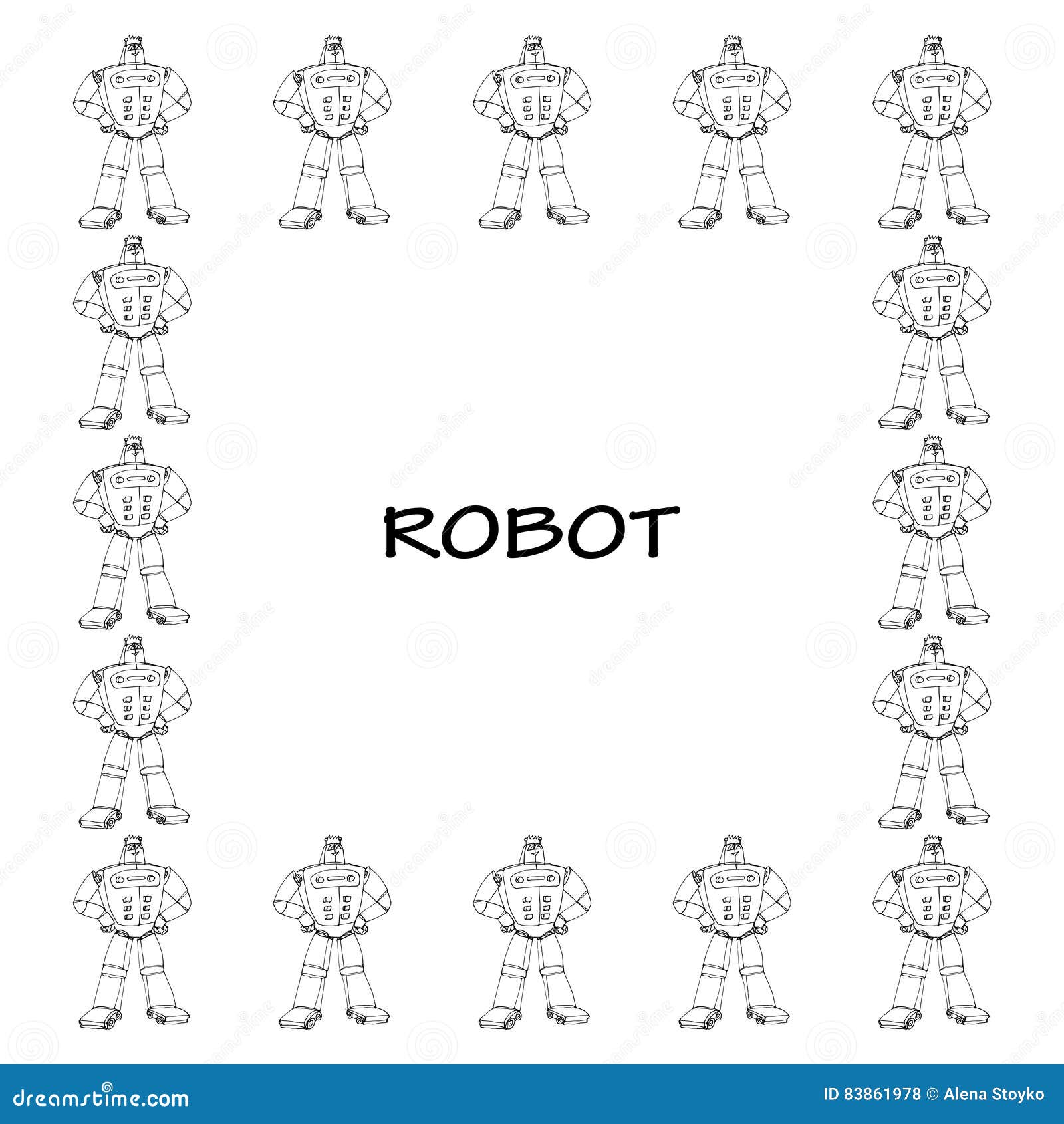 Robot doodle frame. stock vector. Illustration of cool - 83861978