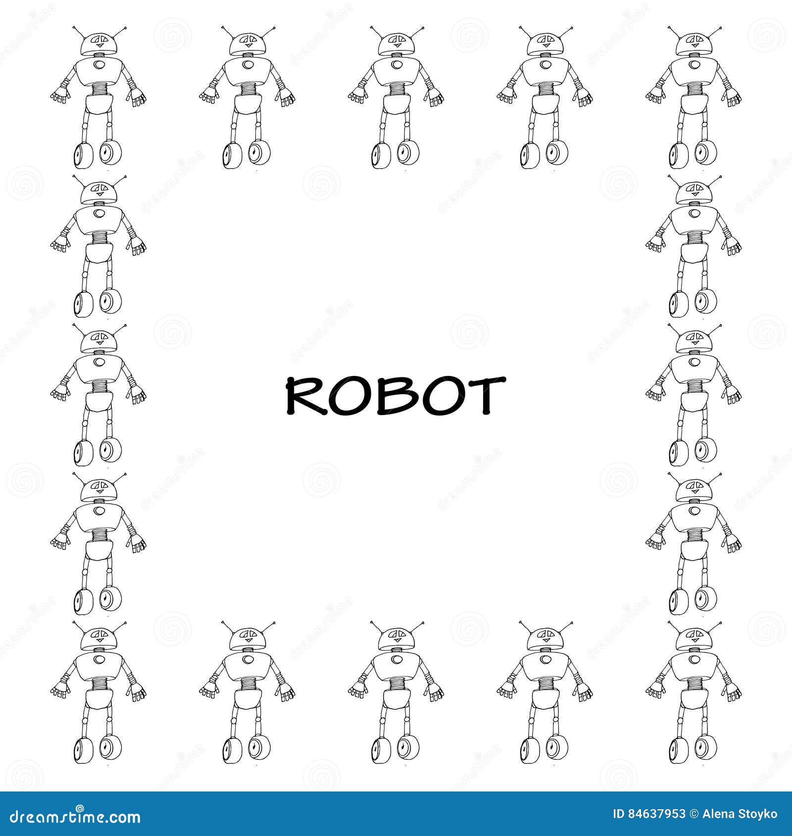 Robot doodle frame. stock vector. Illustration of border - 84637953