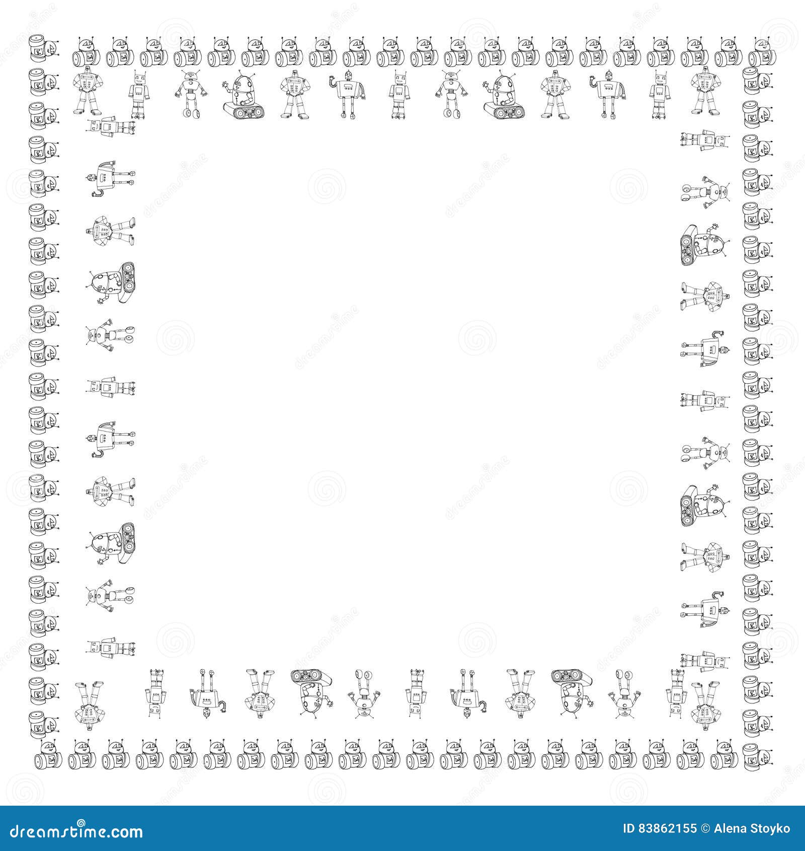 Robot doodle frame. stock vector. Illustration of modern - 83862155