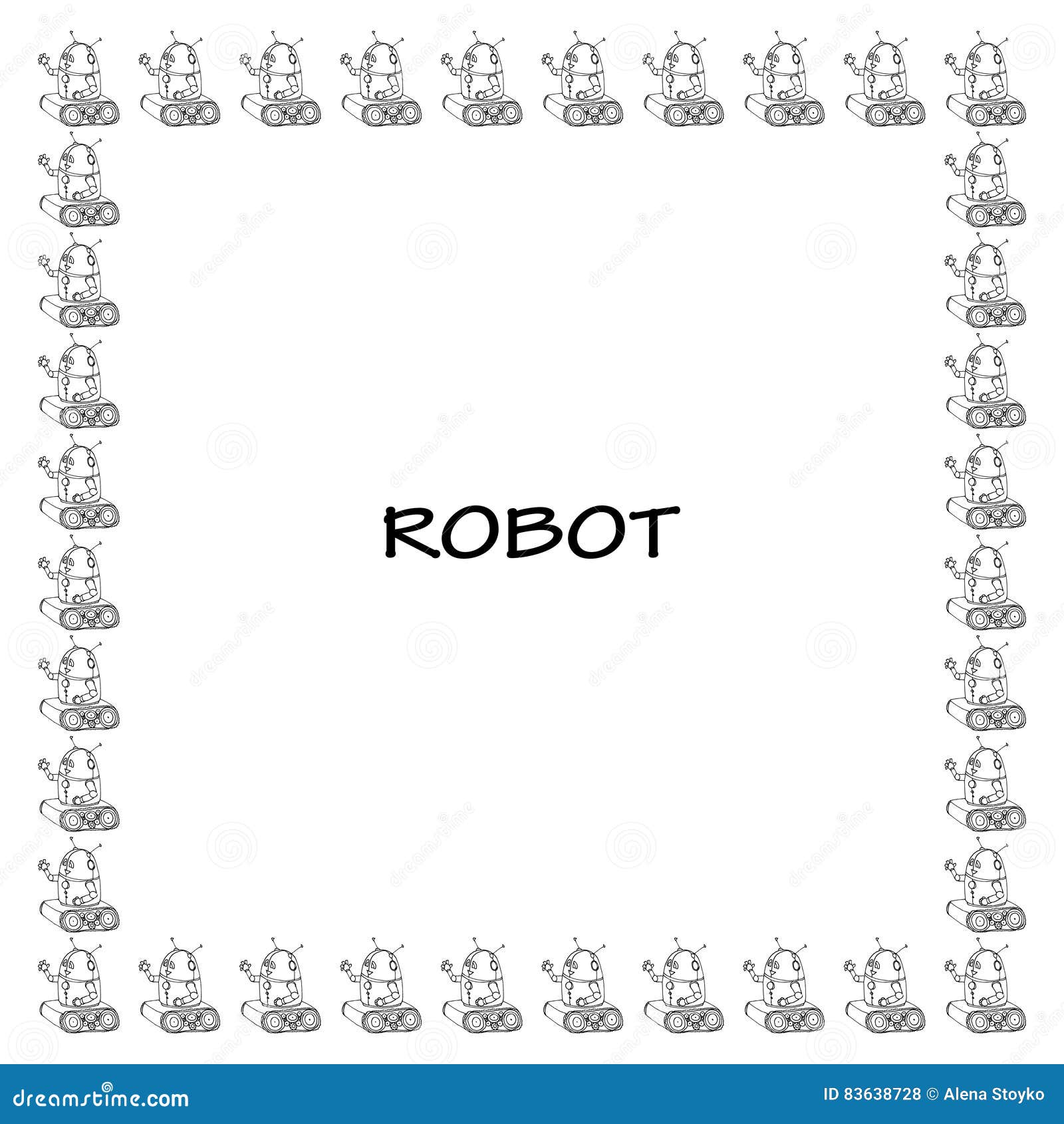 Robot doodle frame. stock vector. Illustration of friendship - 83638728
