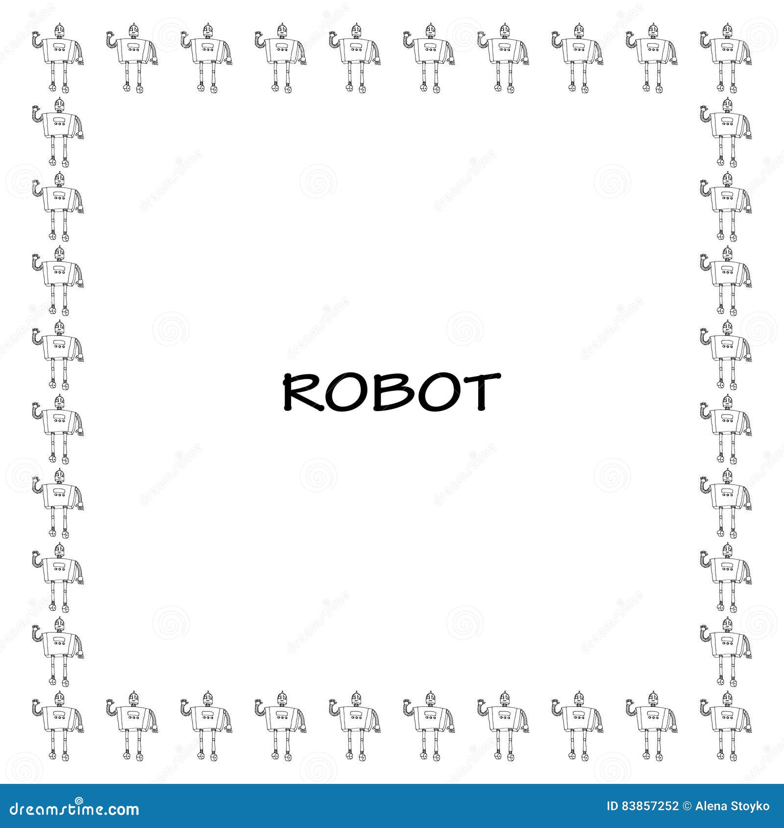 Robot doodle frame. stock vector. Illustration of black - 83857252