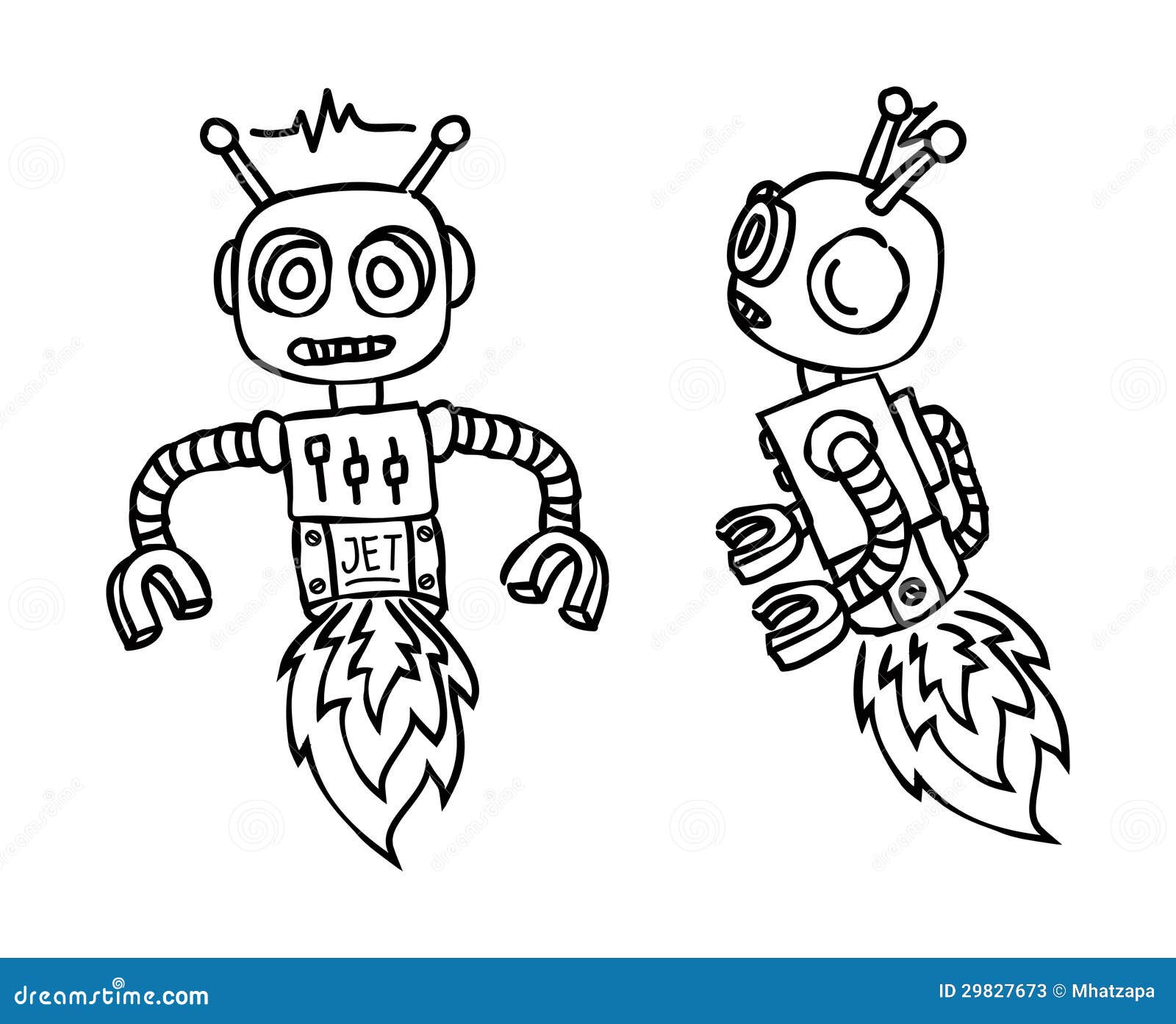 Robot Doodle Print. Set Of Space Objects, Robot And Symbols. Planets ...