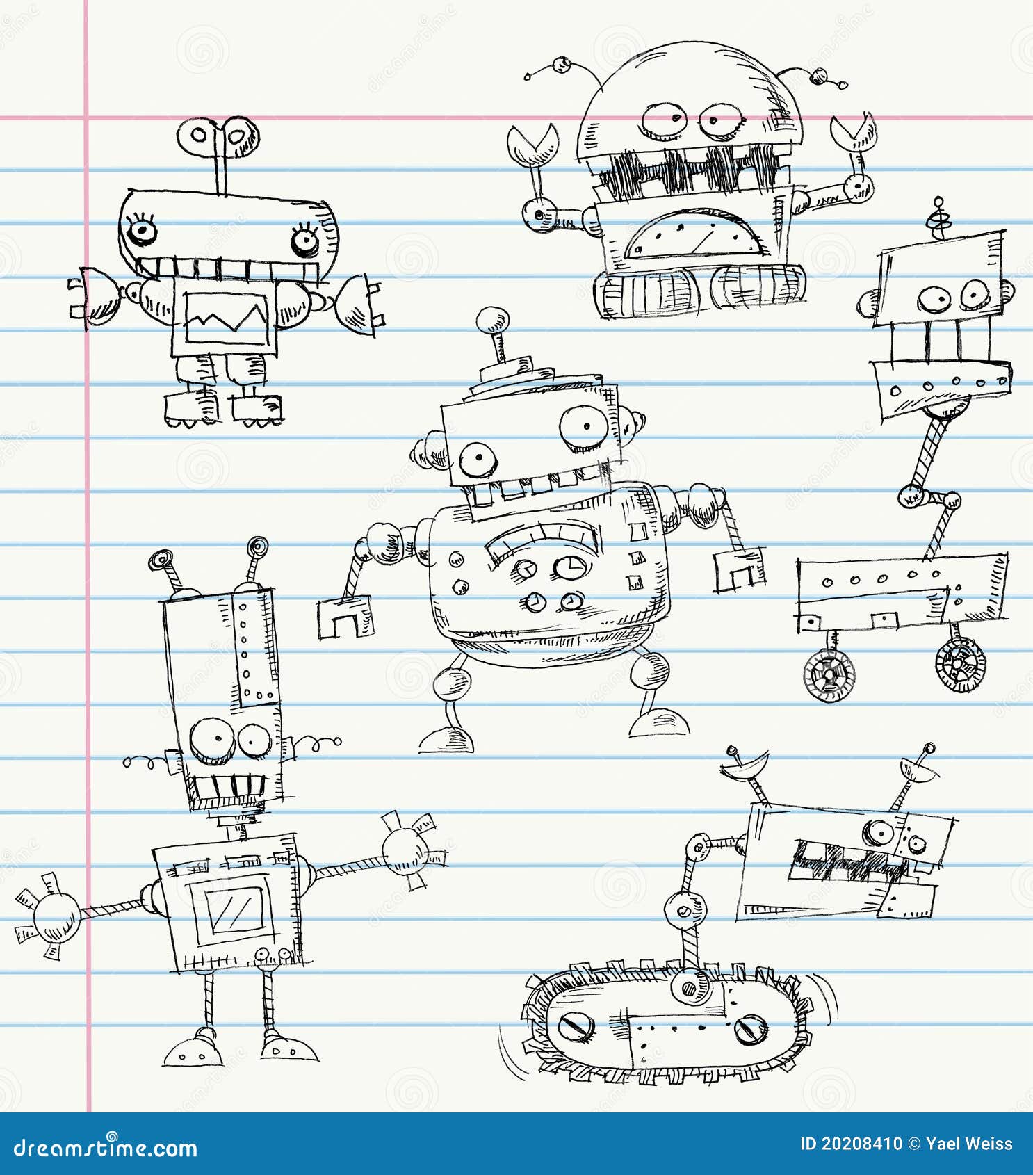 Robot Doodles Pattern. Vector Illustration | CartoonDealer.com #83980990