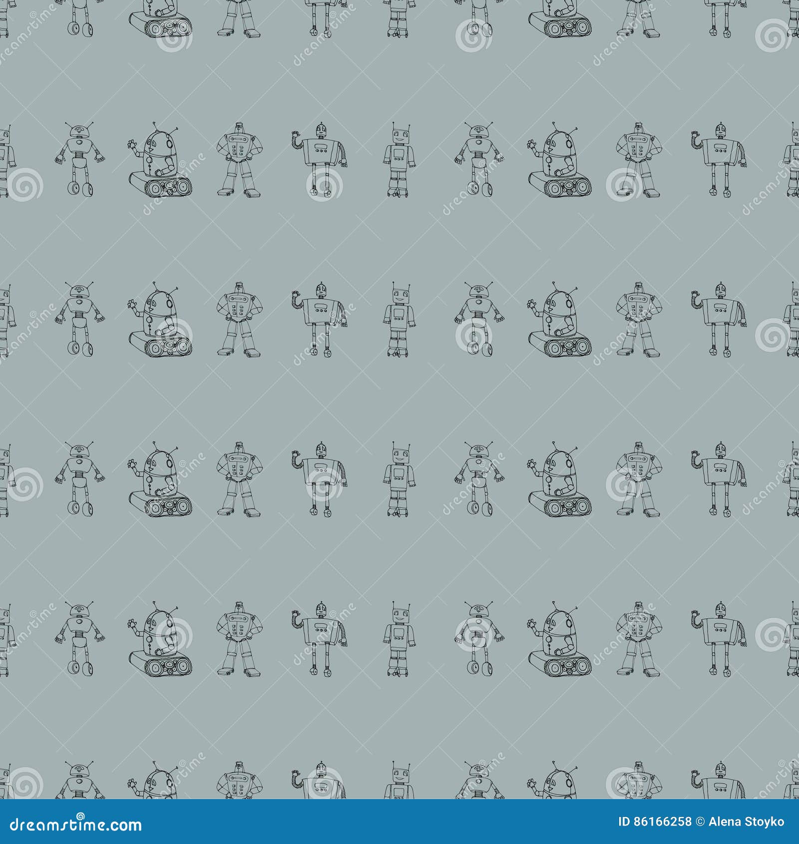 Robot doodles pattern. stock vector. Illustration of decoration - 86166258