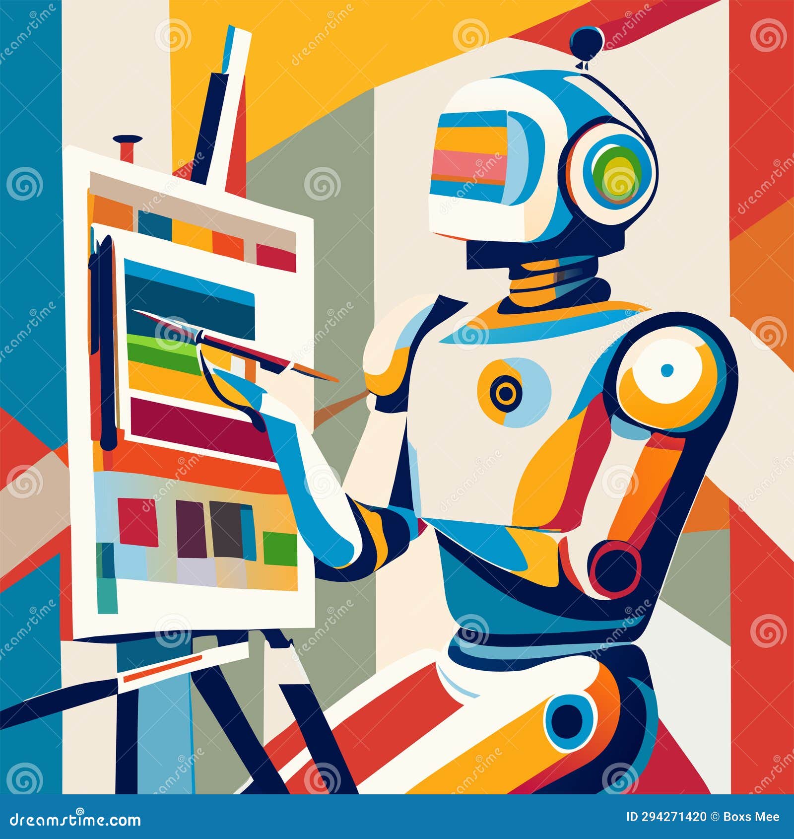 Robot Drawing On Flipchart Vector Illustration | CartoonDealer.com ...