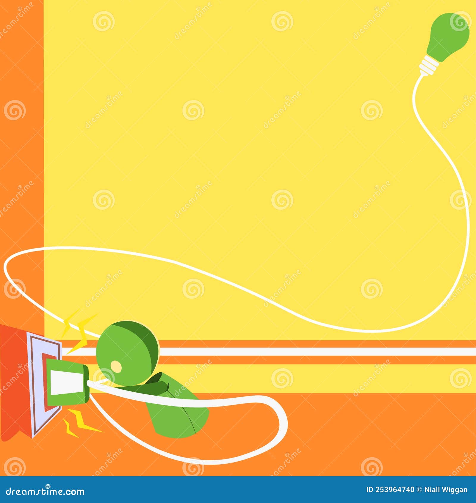 Robot Drawing Fixing Socket with Lightbulb in Corner. Robotic Man ...