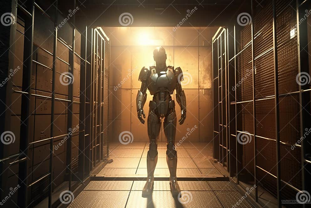 Robot Dressed As a Prisoner in Prison Stock Photo - Image of futuristic ...