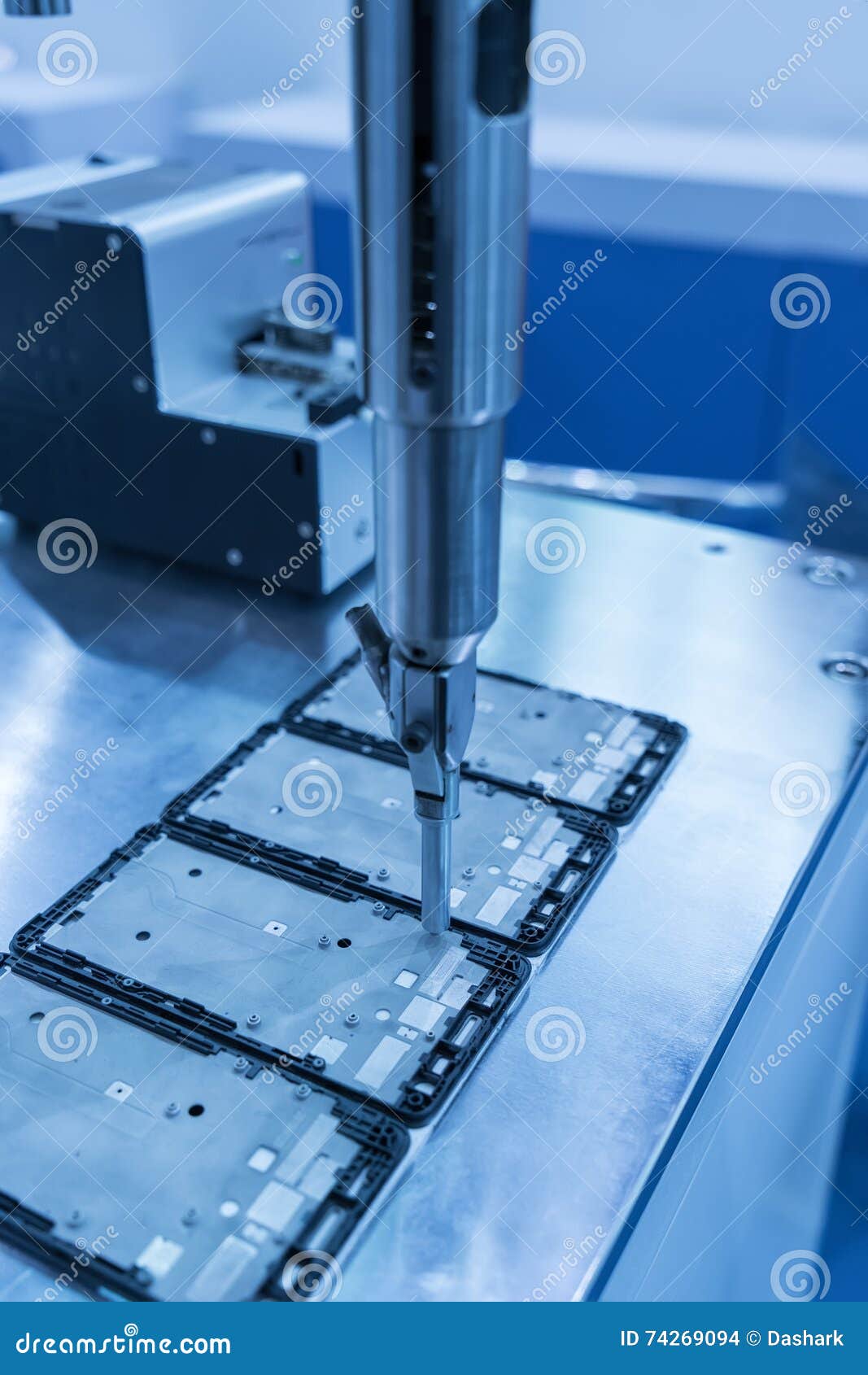 Robot Drill Machine Tool at Mobile Industrial Factor Stock Photo ...