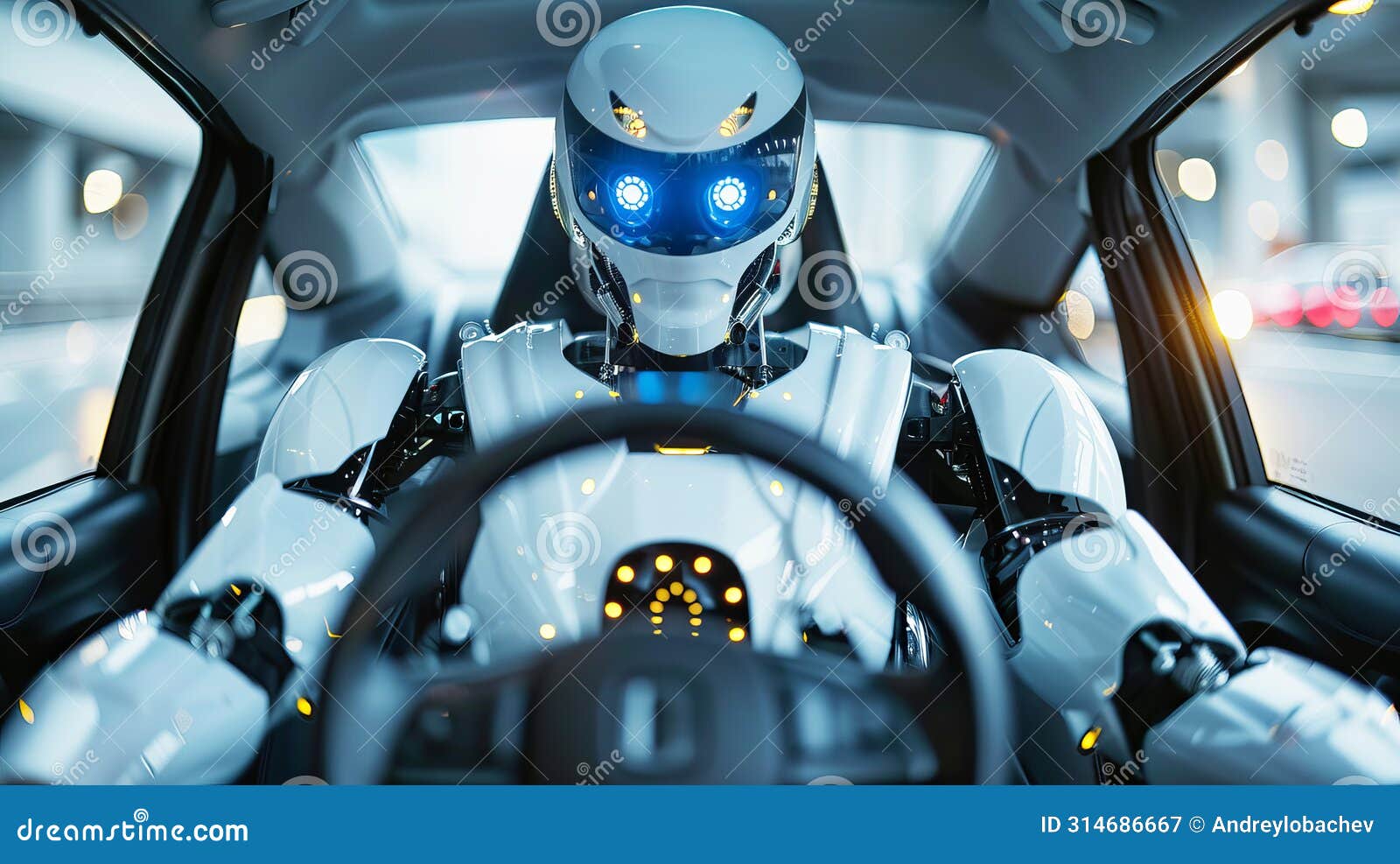 Robot Drives the Car. Future Technologies Stock Image - Image of ...