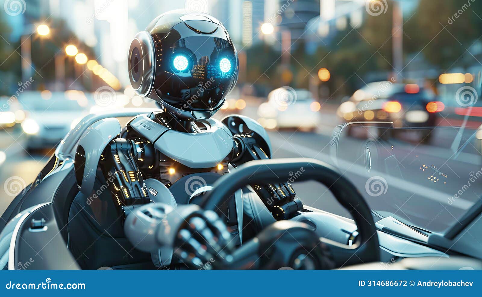 Robot Drives the Car. Future Technologies Stock Photo - Image of ...