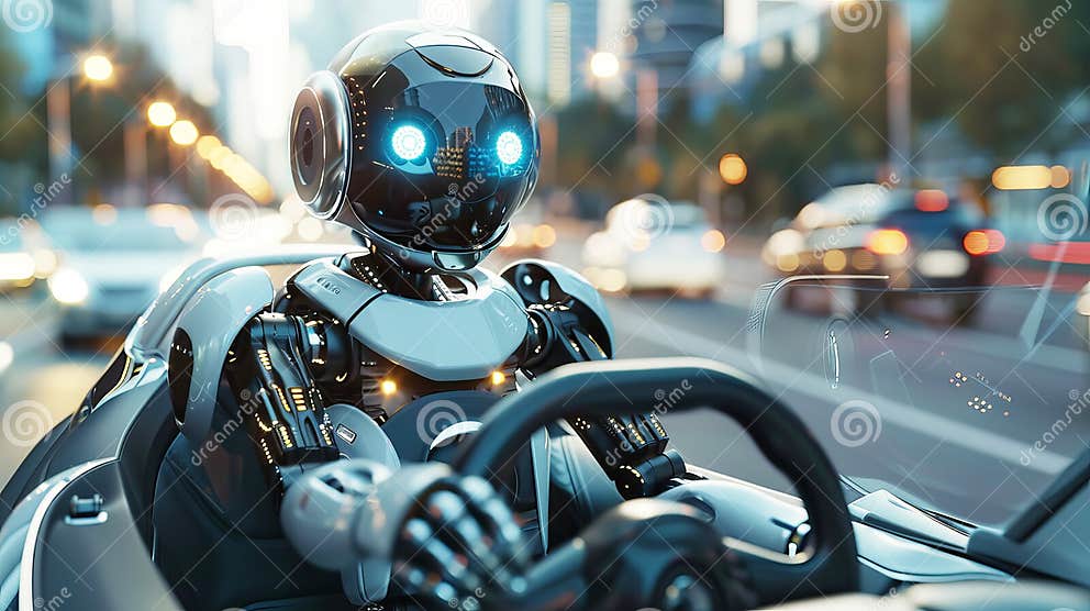 Robot Drives the Car. Future Technologies Stock Photo - Image of ...