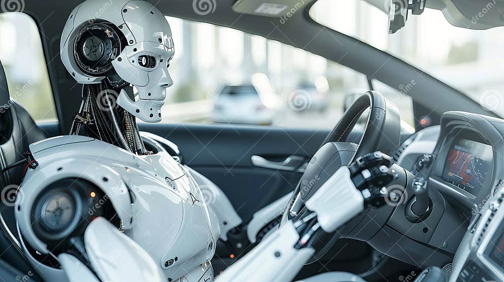 Robot Drives the Car. Future Technologies Stock Image - Image of ...