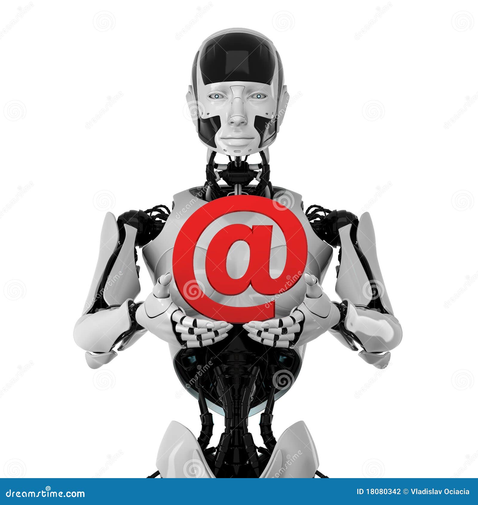 Robot with e-mail symbol stock illustration. Illustration of black ...