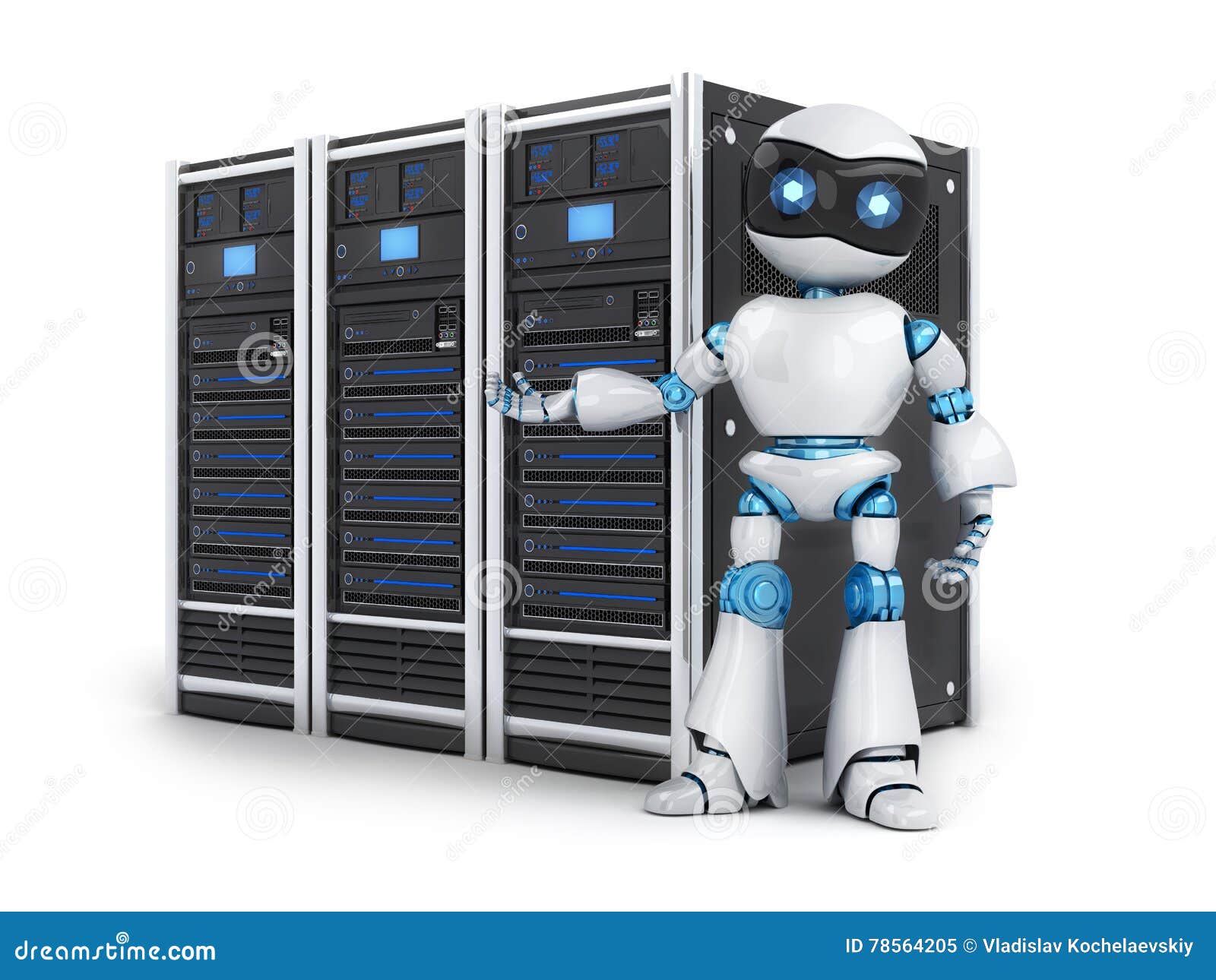 Robot e server tre illustrazione di stock. Illustrazione di moderno ...