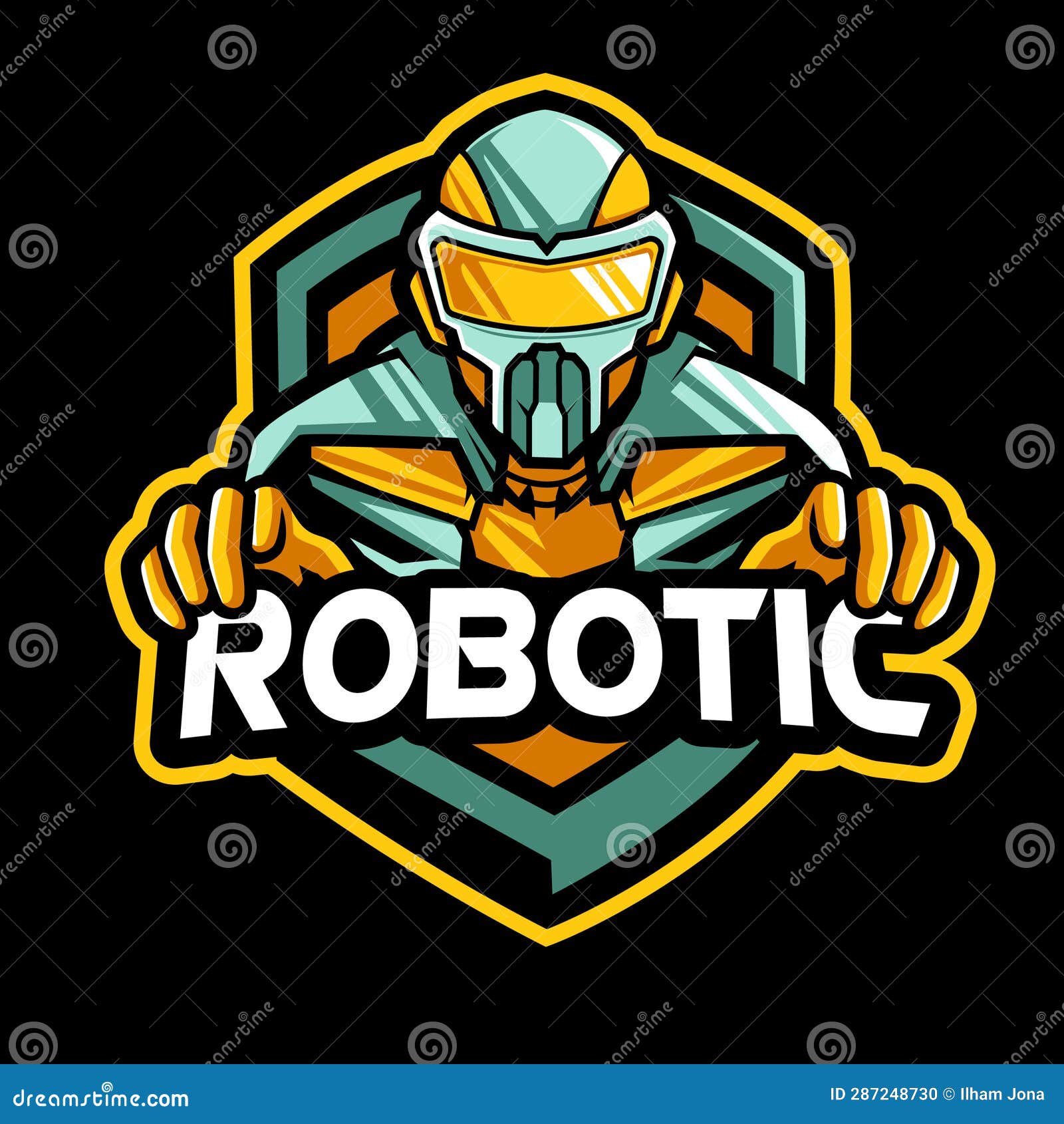 Robot E Sport Mascot Logo Design Stock Vector - Illustration of robot ...