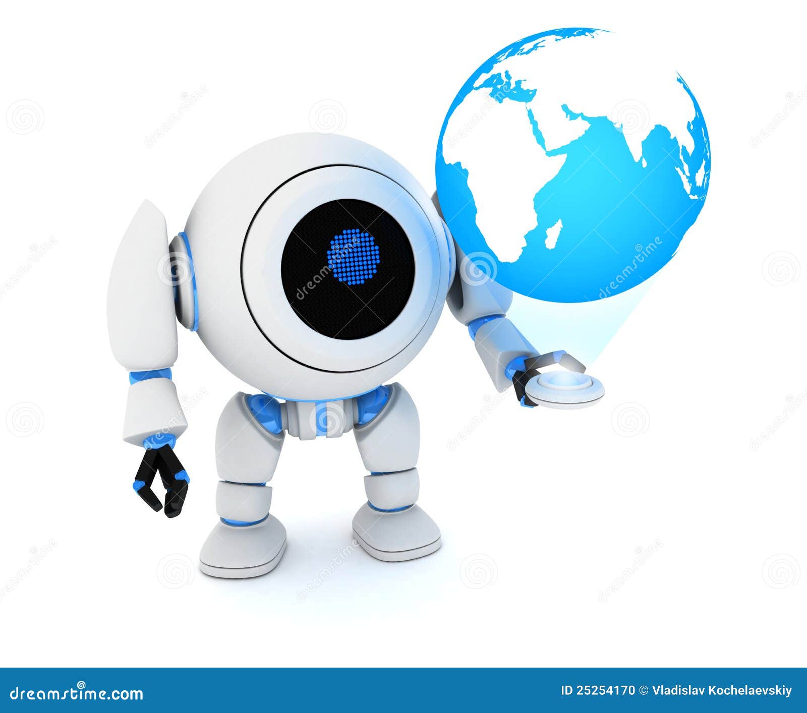 Robot and earth stock illustration. Illustration of modern - 25254170