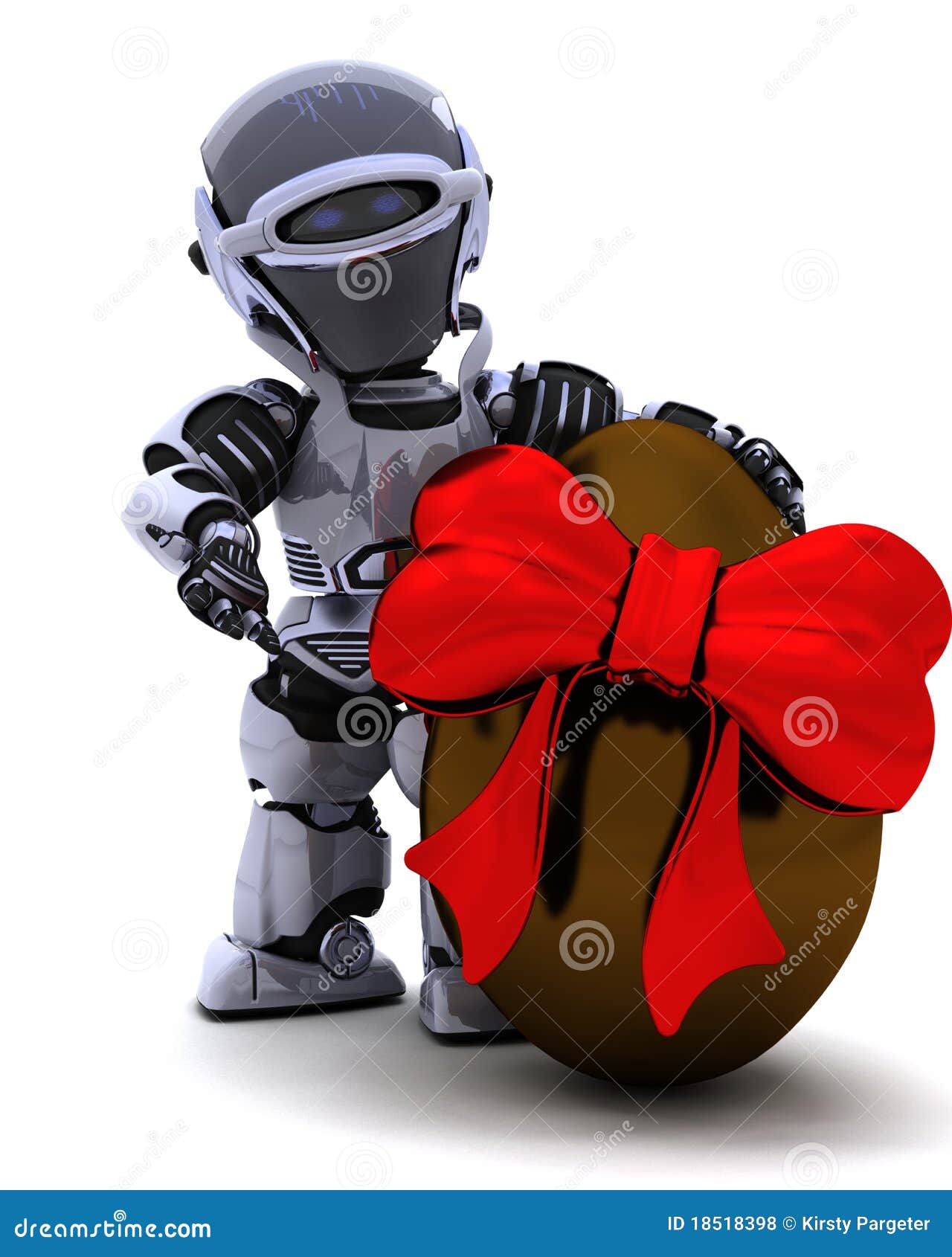 Robot with easter egg stock illustration. Illustration of ribbon - 18518398