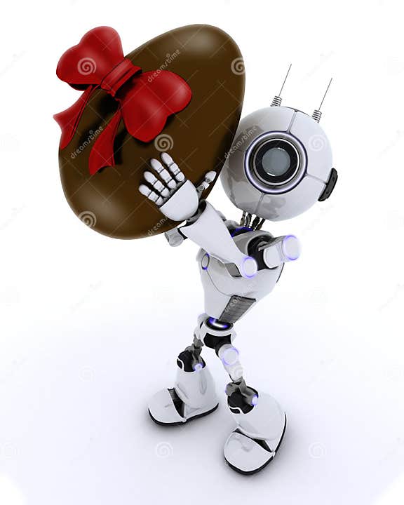 Robot with easter egg stock illustration. Illustration of electronics ...