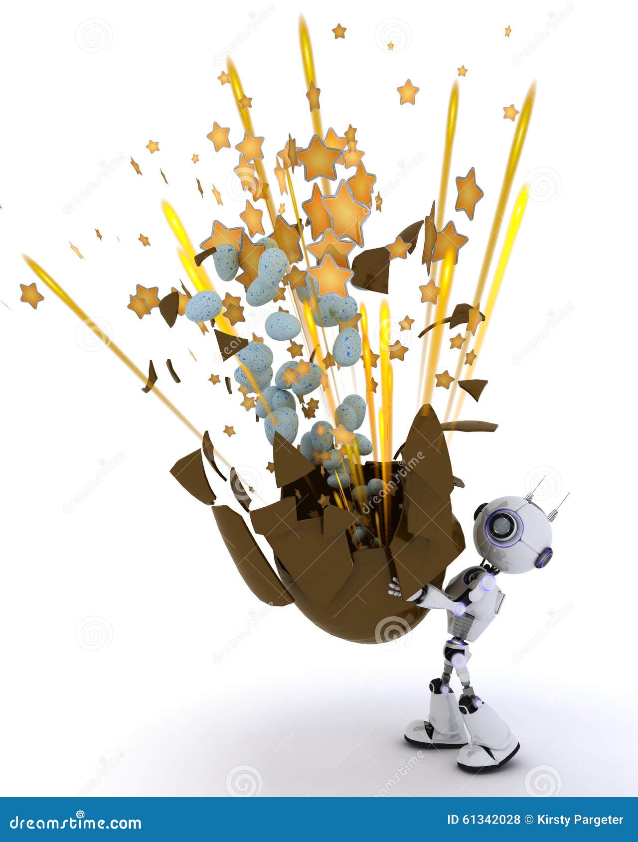 Robot with easter egg stock illustration. Illustration of easter - 61342028