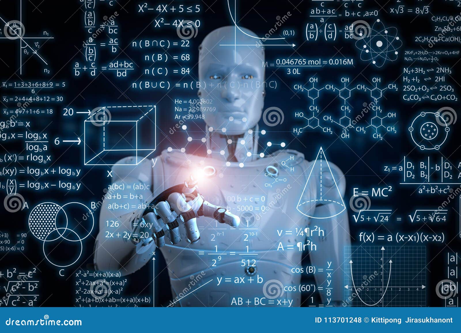 Robot with education hud stock illustration. Illustration of interface ...