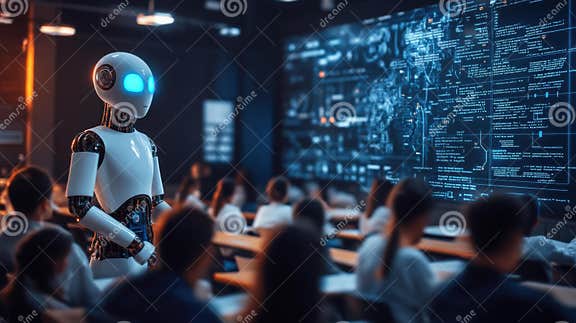 Robot Educator: Teaching Data Science To Future Coders Stock Illustration - Illustration of ...