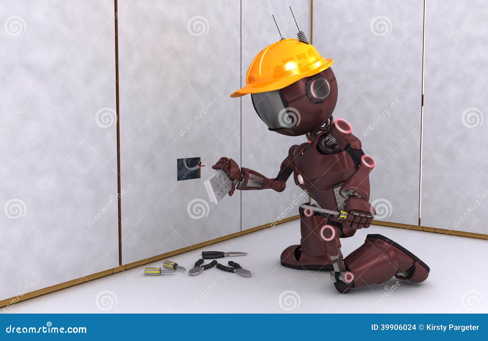 Robot Electrician stock illustration. Illustration of screwdriver ...