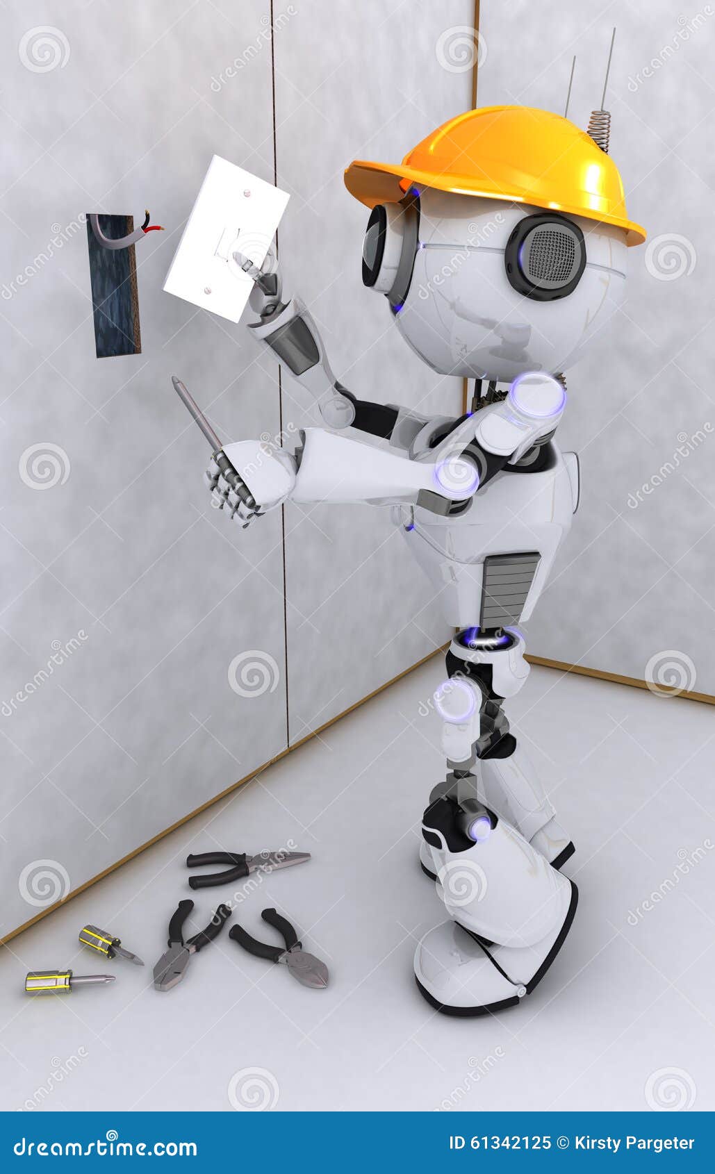 Robot electrician stock illustration. Illustration of equipment - 61342125