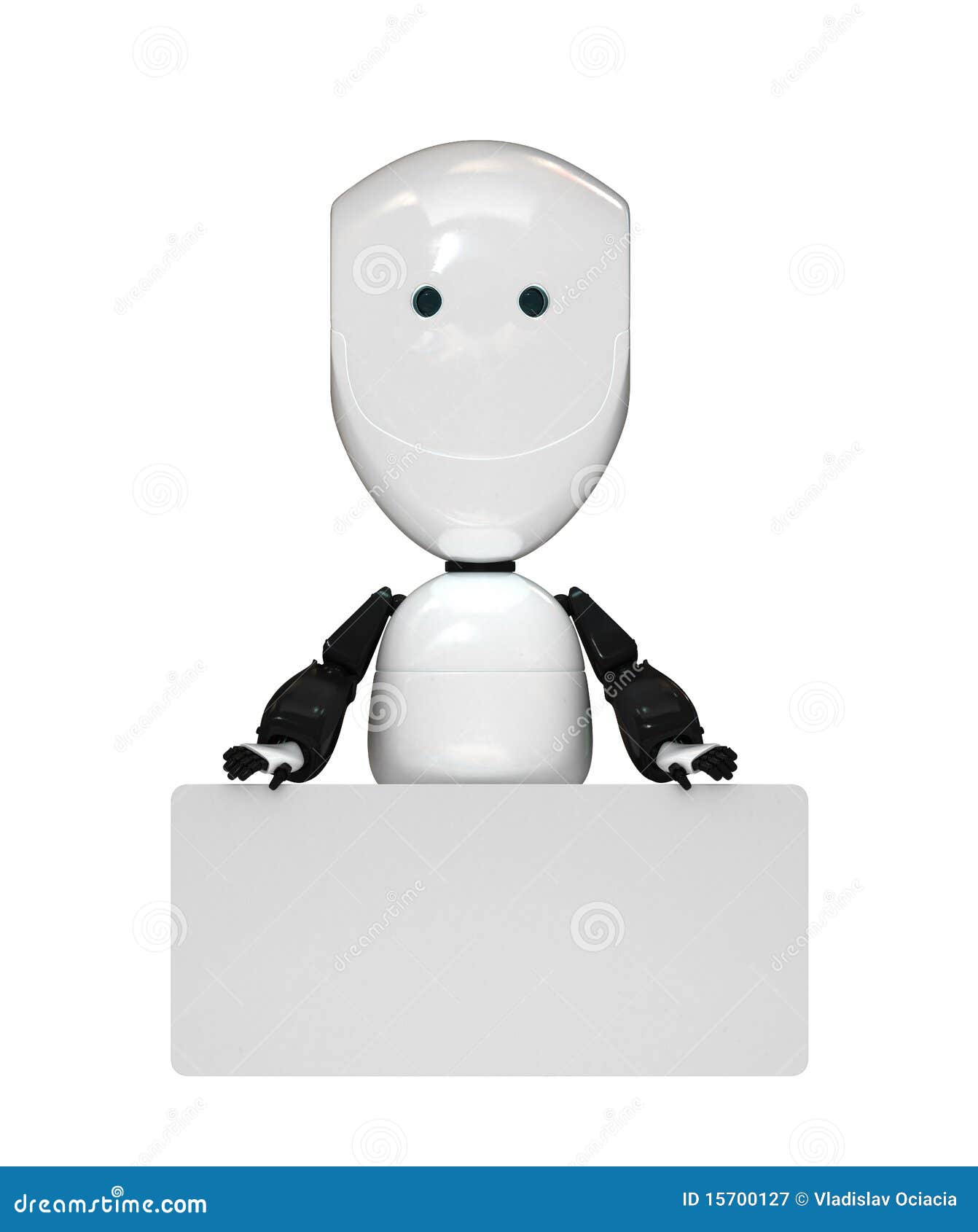 Robot with empty board stock illustration. Illustration of copy - 15700127