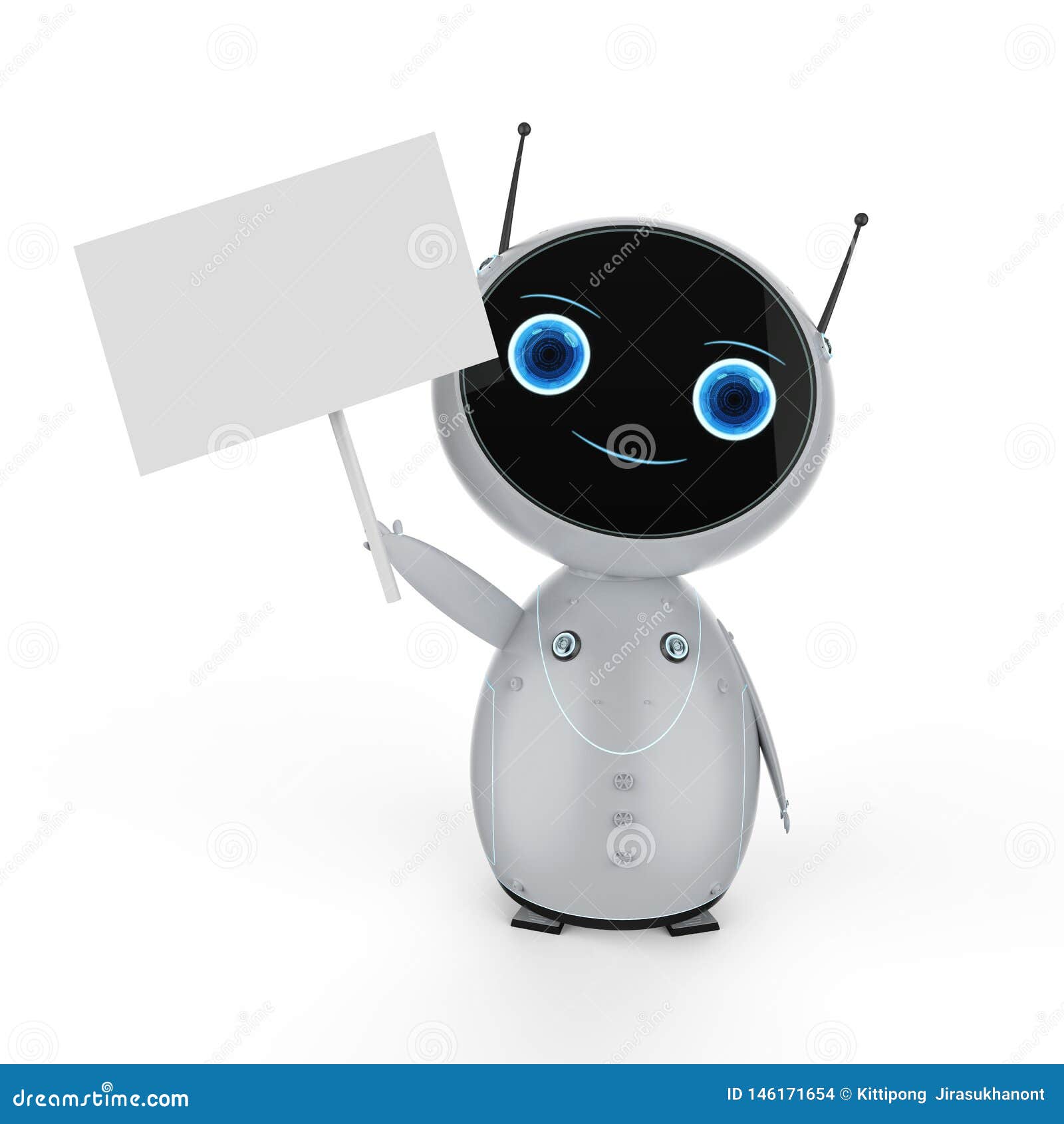 Robot with empty note stock illustration. Illustration of inform ...