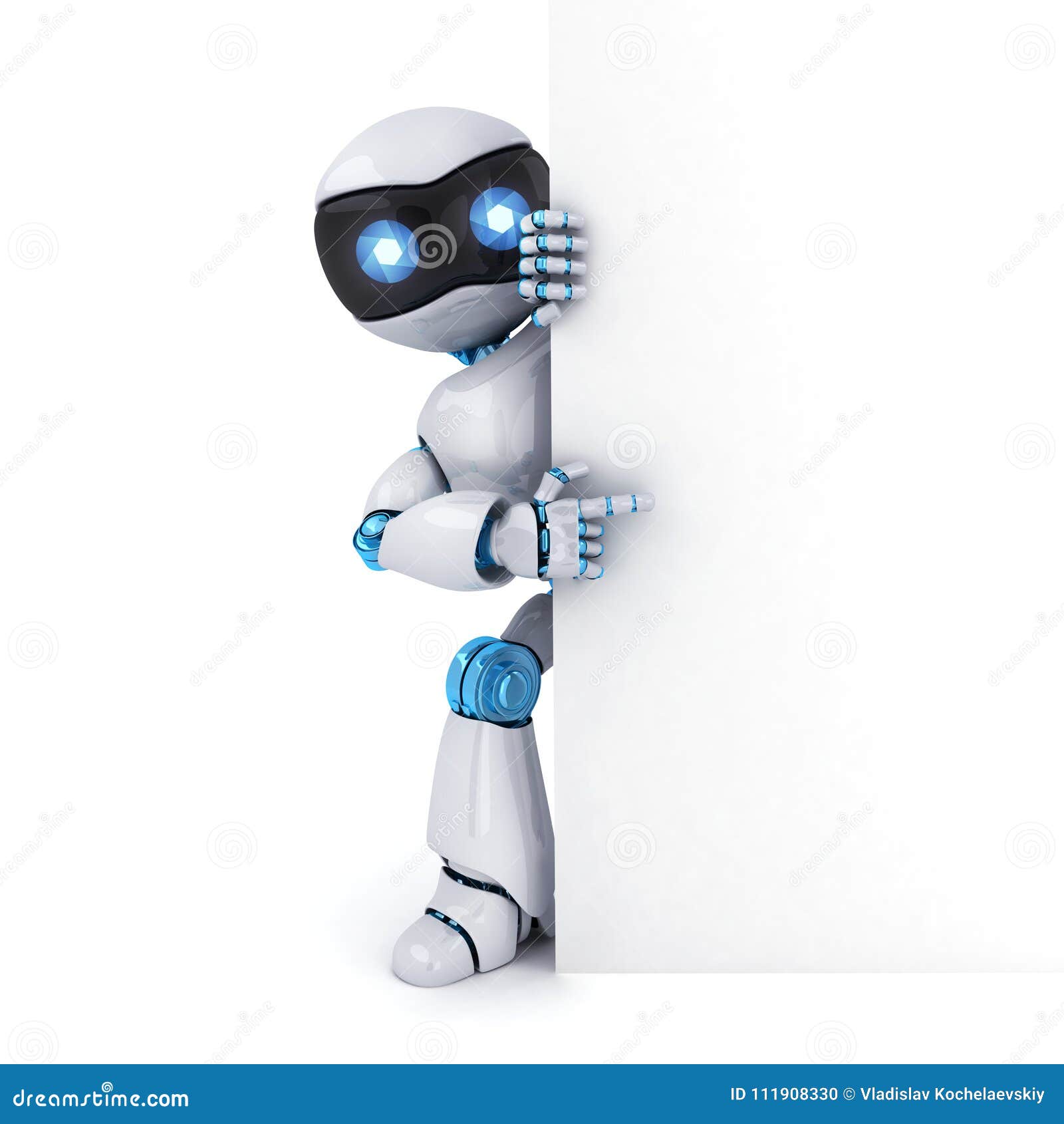 Robot and Empty White Blank Stock Illustration - Illustration of ...