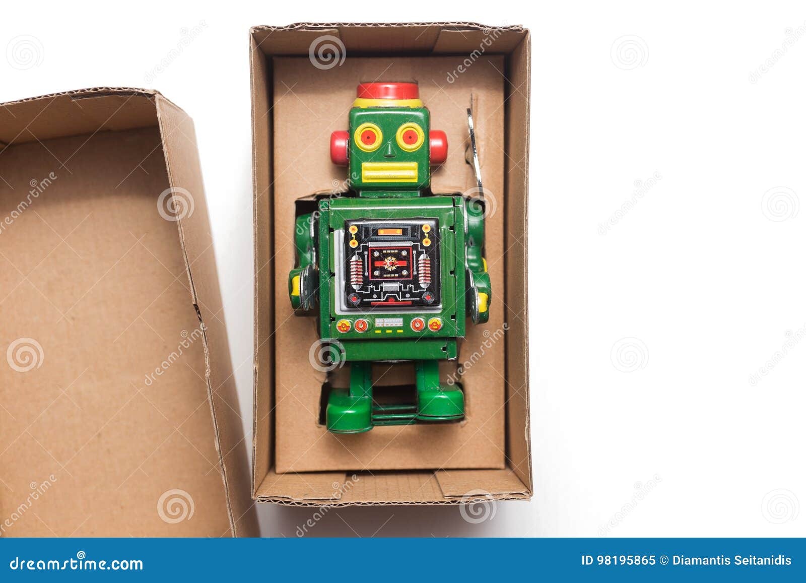 Robot en caja imagen de archivo. Imagen de plata, juego - 98195865