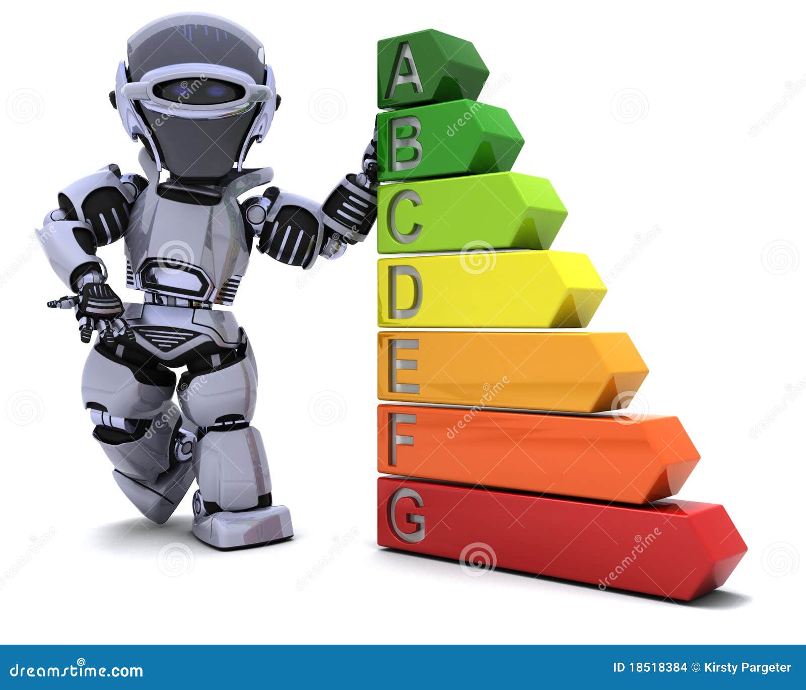 Robot with Energy Ratings Sign Stock Illustration - Illustration of ...