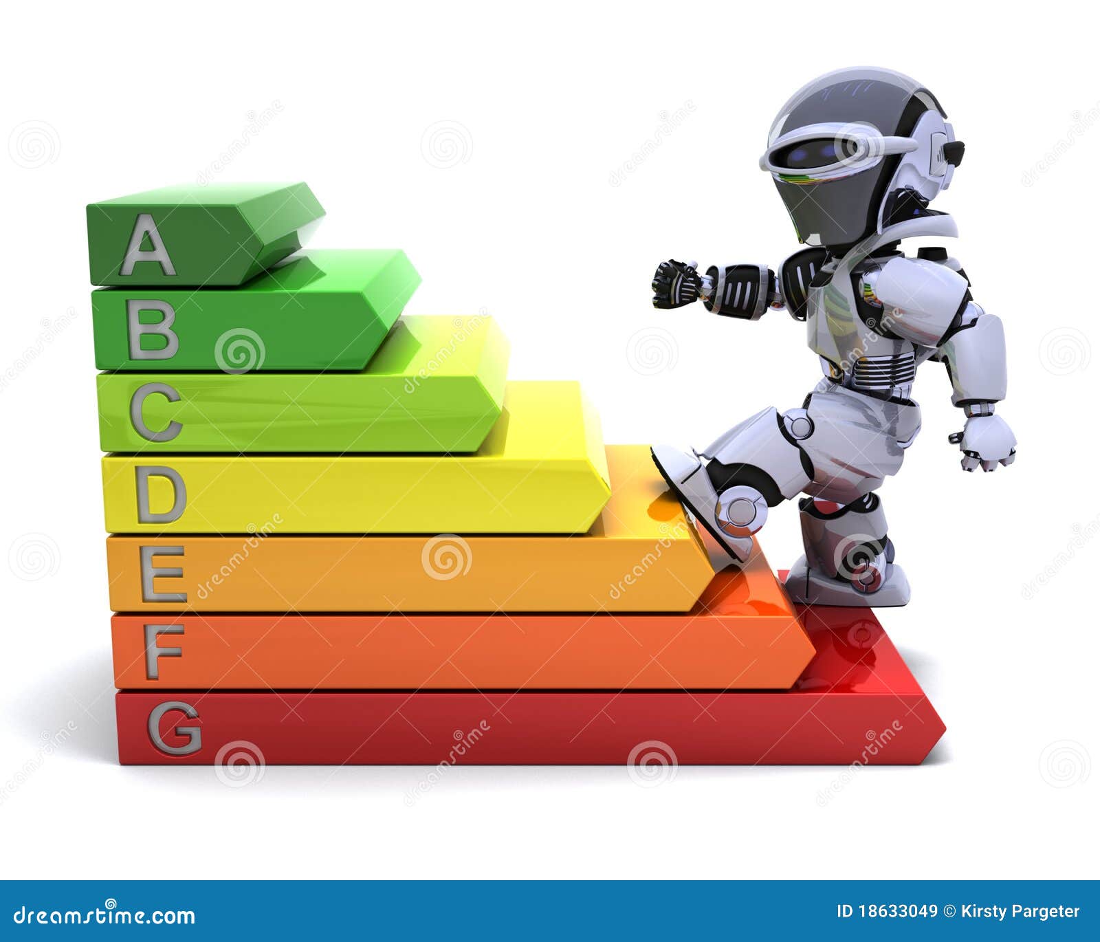 Robot with Energy Ratings Sign Stock Illustration - Illustration of ...