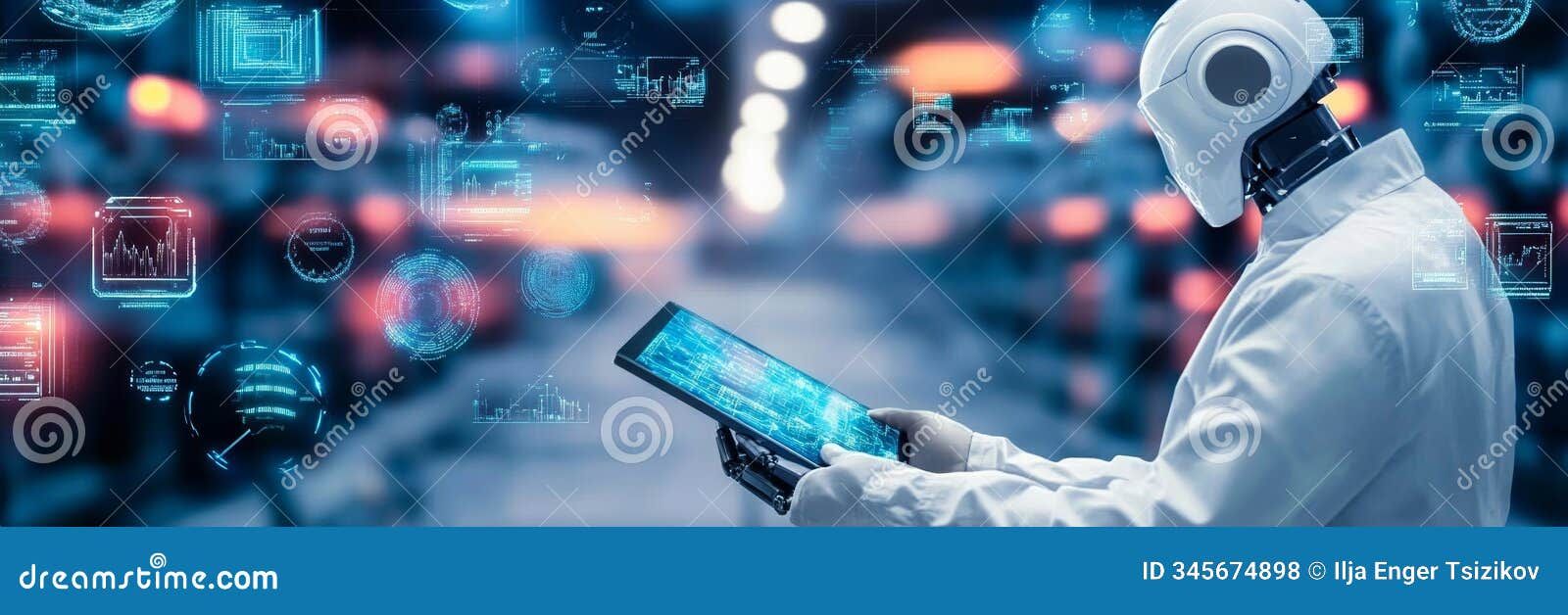 Robot Engineer with Digital Tablet in Smart Factory Data Analysis and ...