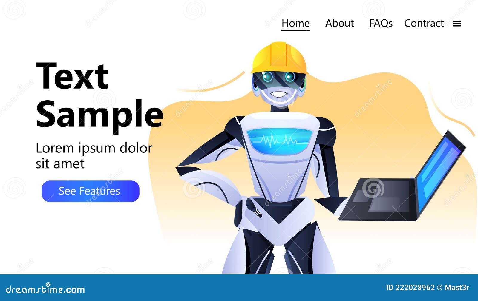 Robot Engineer In Helmet Modern Robotic Character Artificial ...