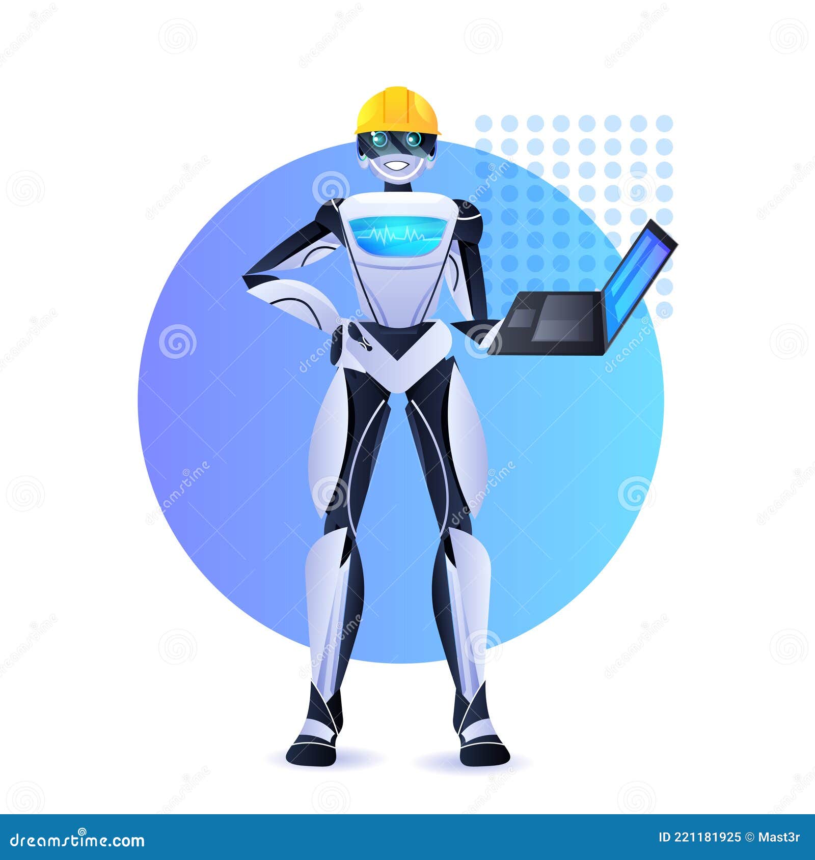 Robot Engineer In Helmet Modern Robotic Character Artificial ...