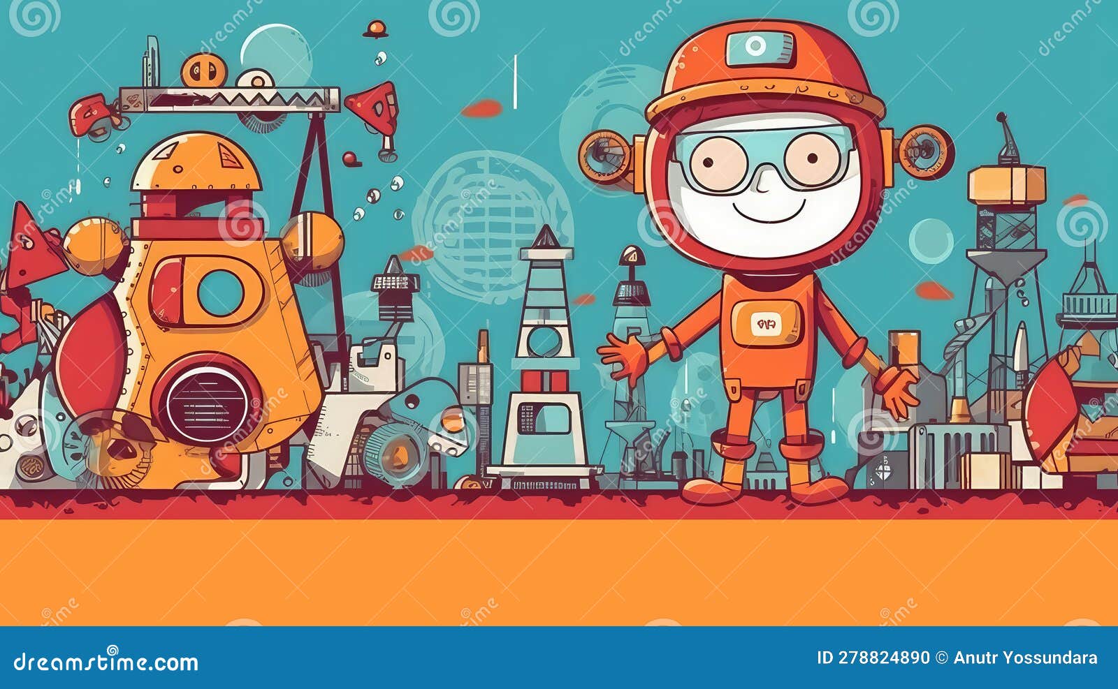 Robot Engineering Kid Banner Poster, for STEM Education. Stock ...