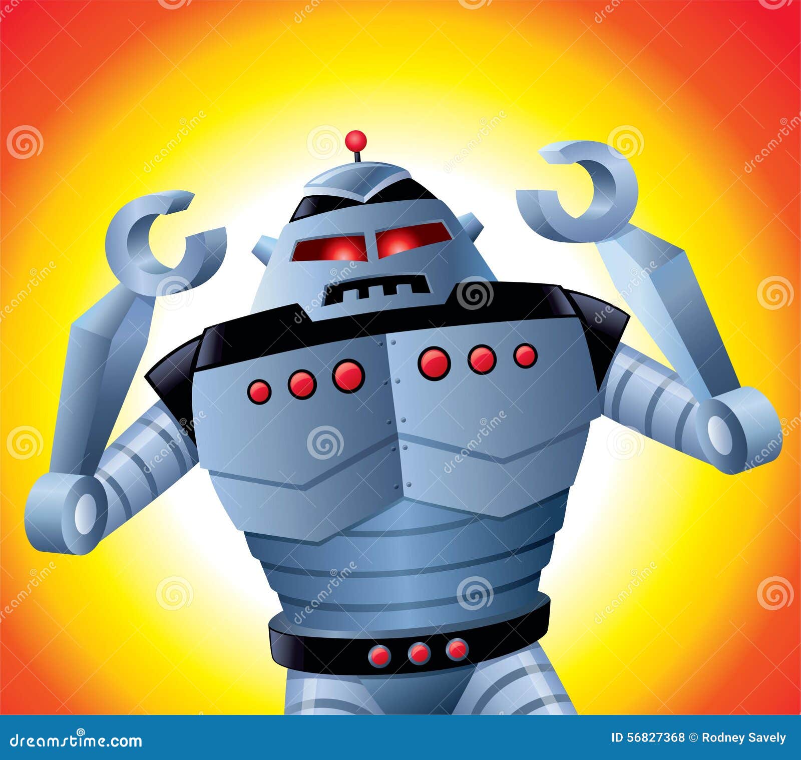 Robot Enojado Con Sus Brazos Para Arriba Stock de ilustración ...
