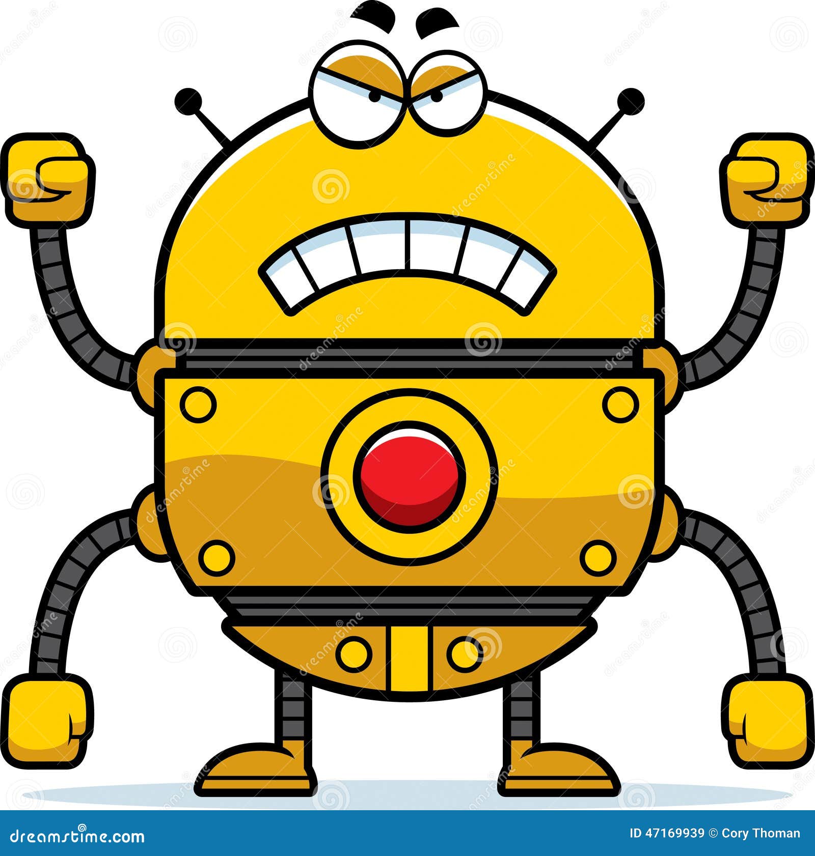 Robot enojado del oro ilustración del vector. Ilustración de furioso ...
