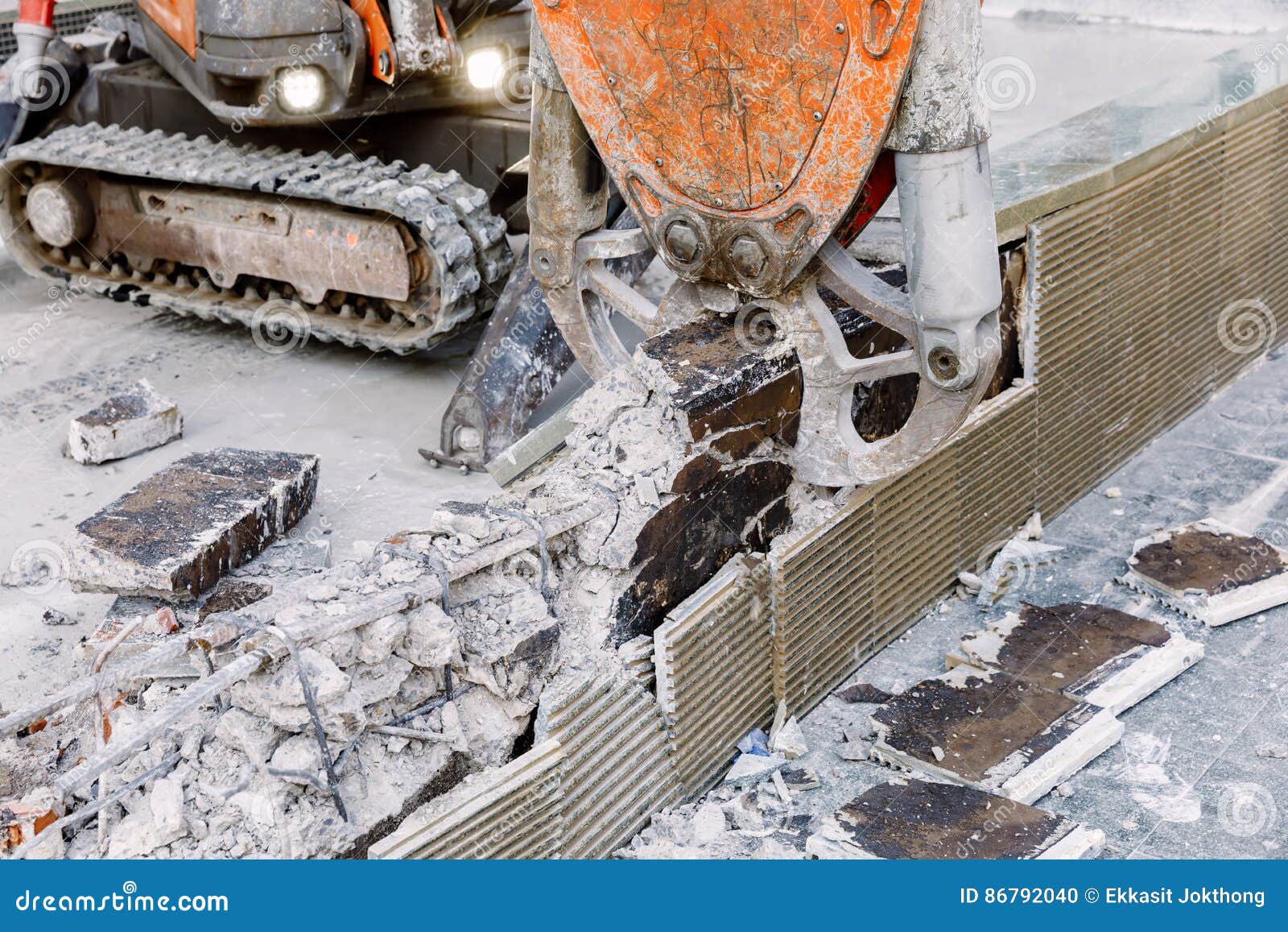 Robot Equipment is Destroying the Floor in Construction Zone Stock ...