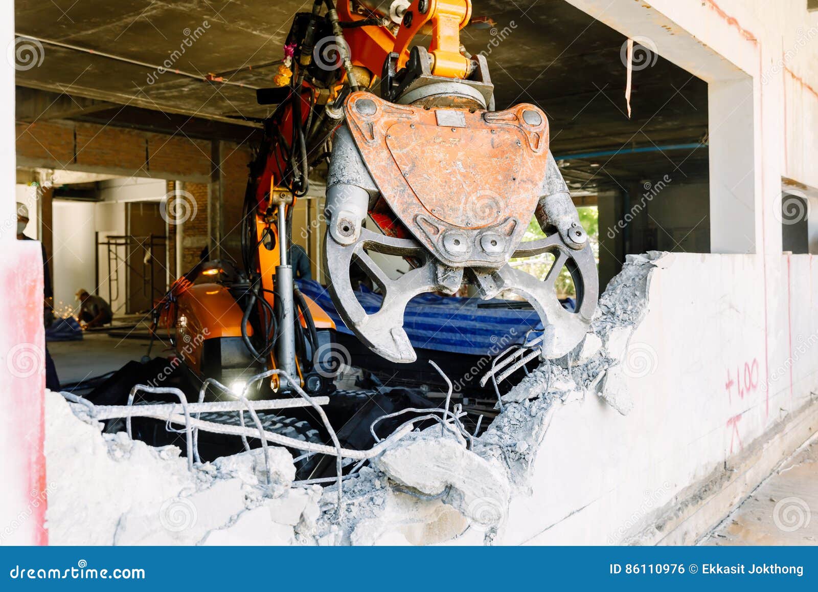 Robot Equipment is Destroying the Walls of the House Stock Photo ...