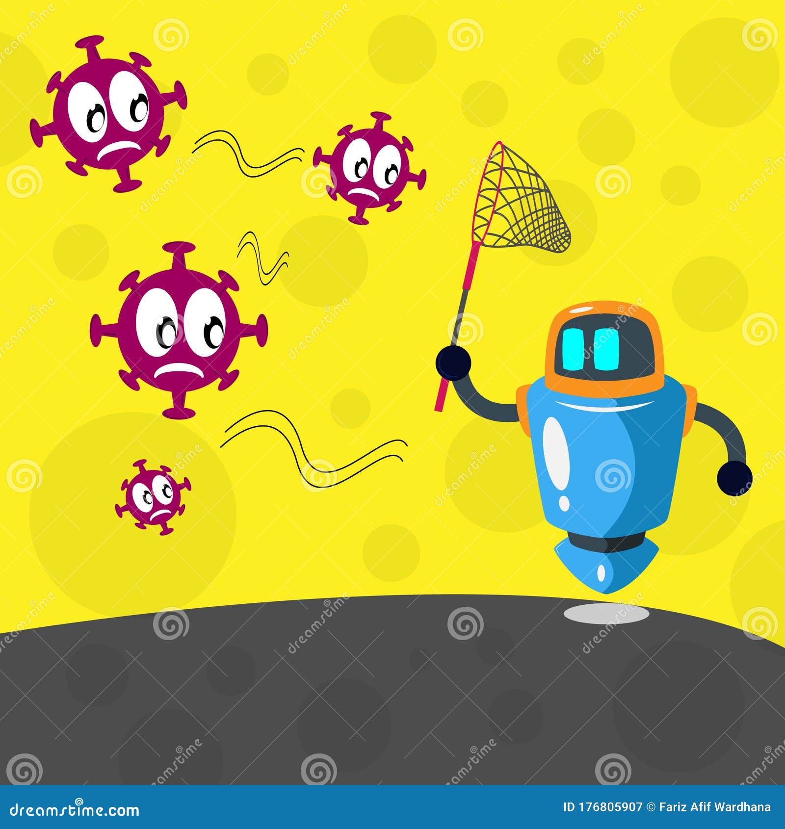 A Robot that is Eradicating a Virus with a Net Stock Vector ...