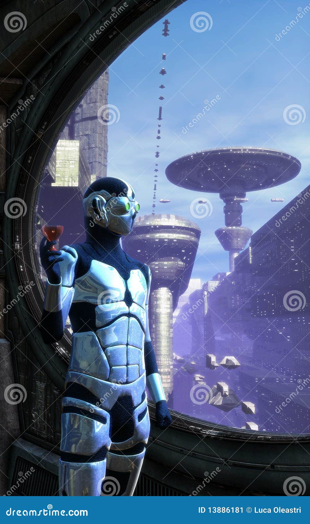 Robot et ville futuriste illustration stock. Illustration du ...