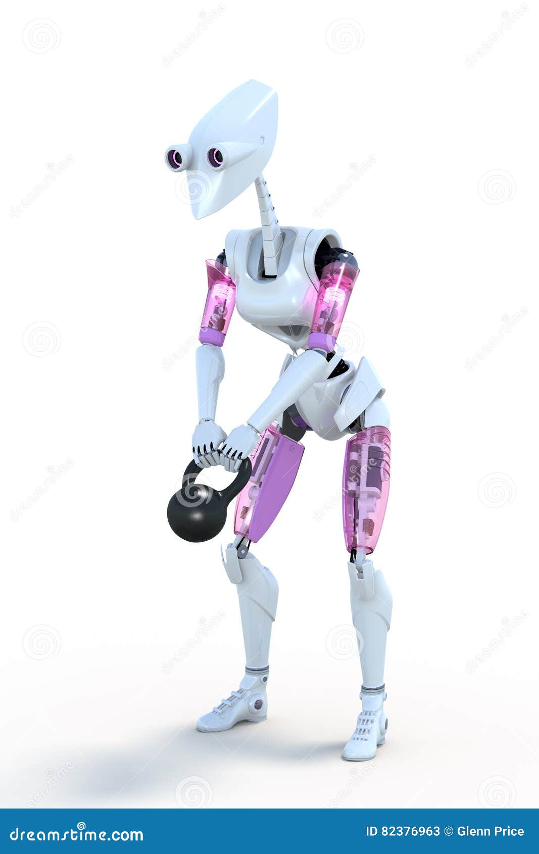 Robot Exercising with Kettlebell Stock Illustration - Illustration of ...