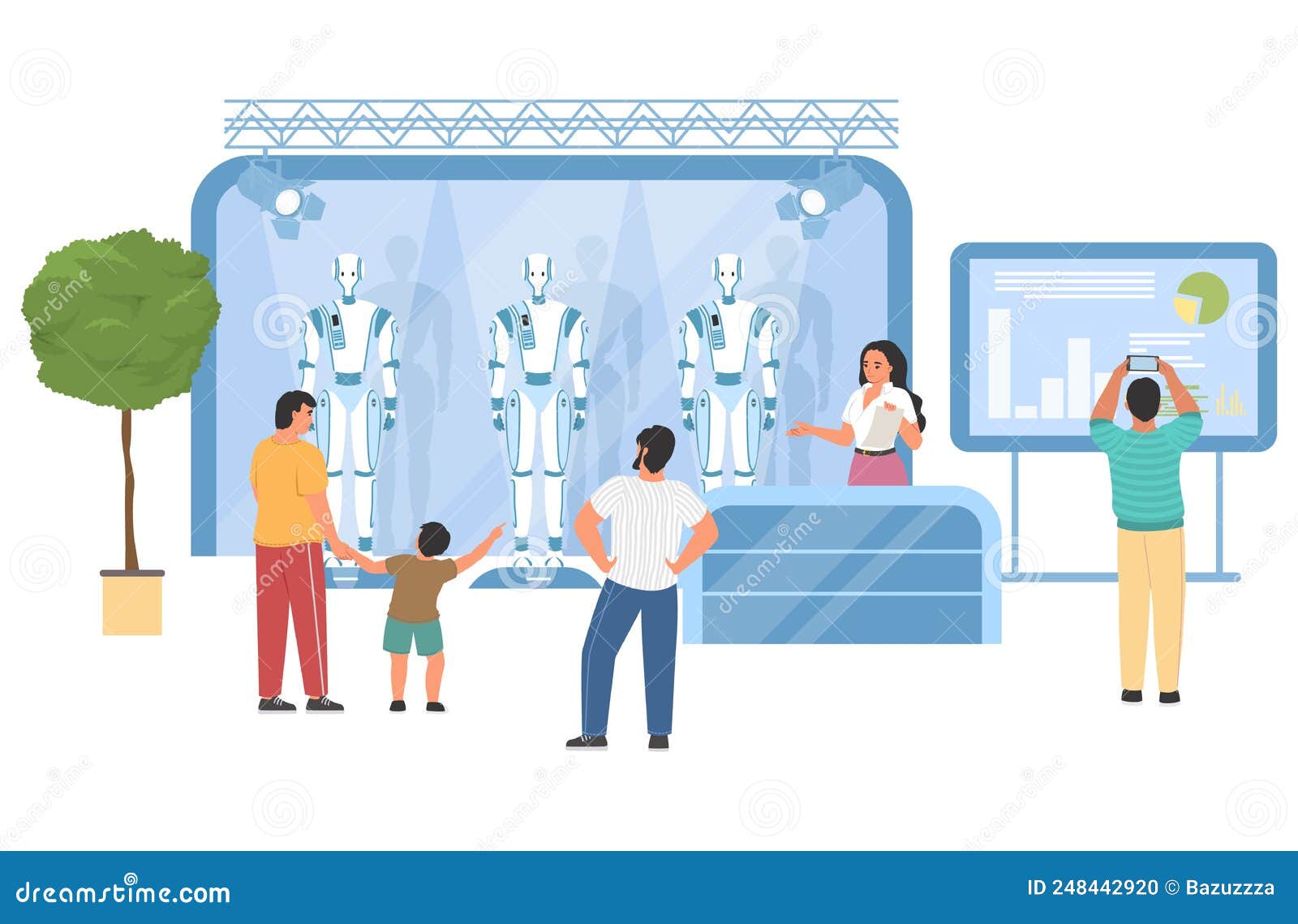Robot Exhibition Stand Vector Science Expo Hall Stock Vector ...