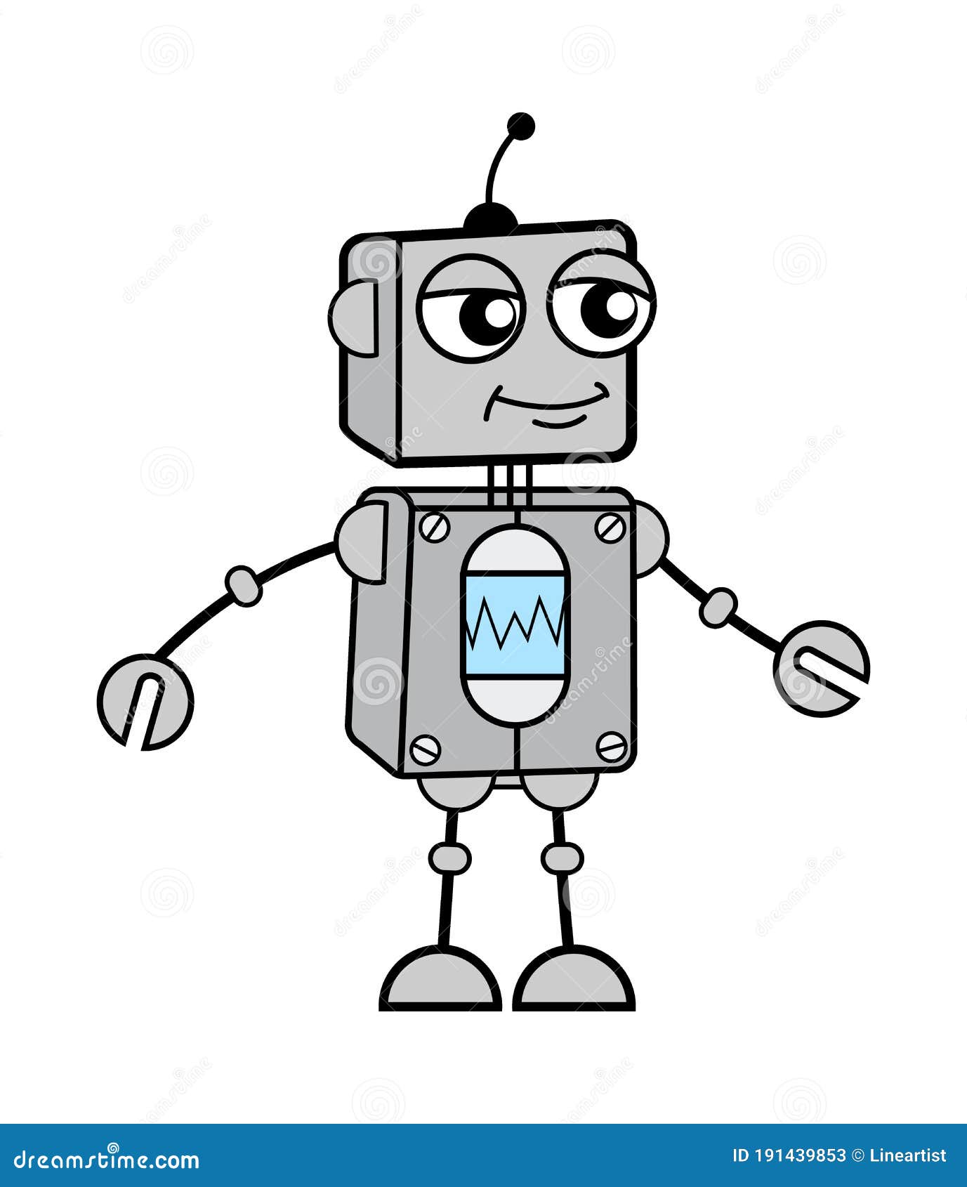 Robot Expressionless Face Cartoon Stock Illustration - Illustration of ...