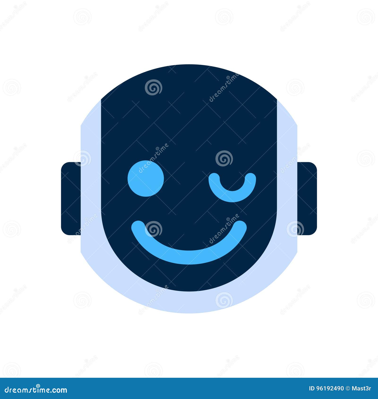 Robot Face Icon Smiling Face Wink Emotion Robotic Emoji Stock Vector ...