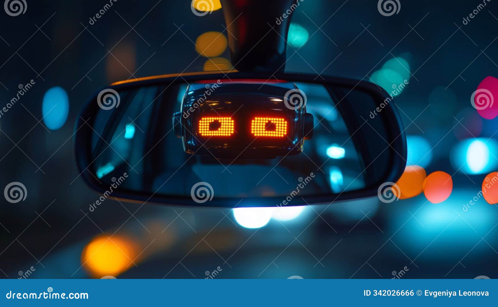 Robot Face Reflected in Rearview Mirror, Symbolizing the Future of ...